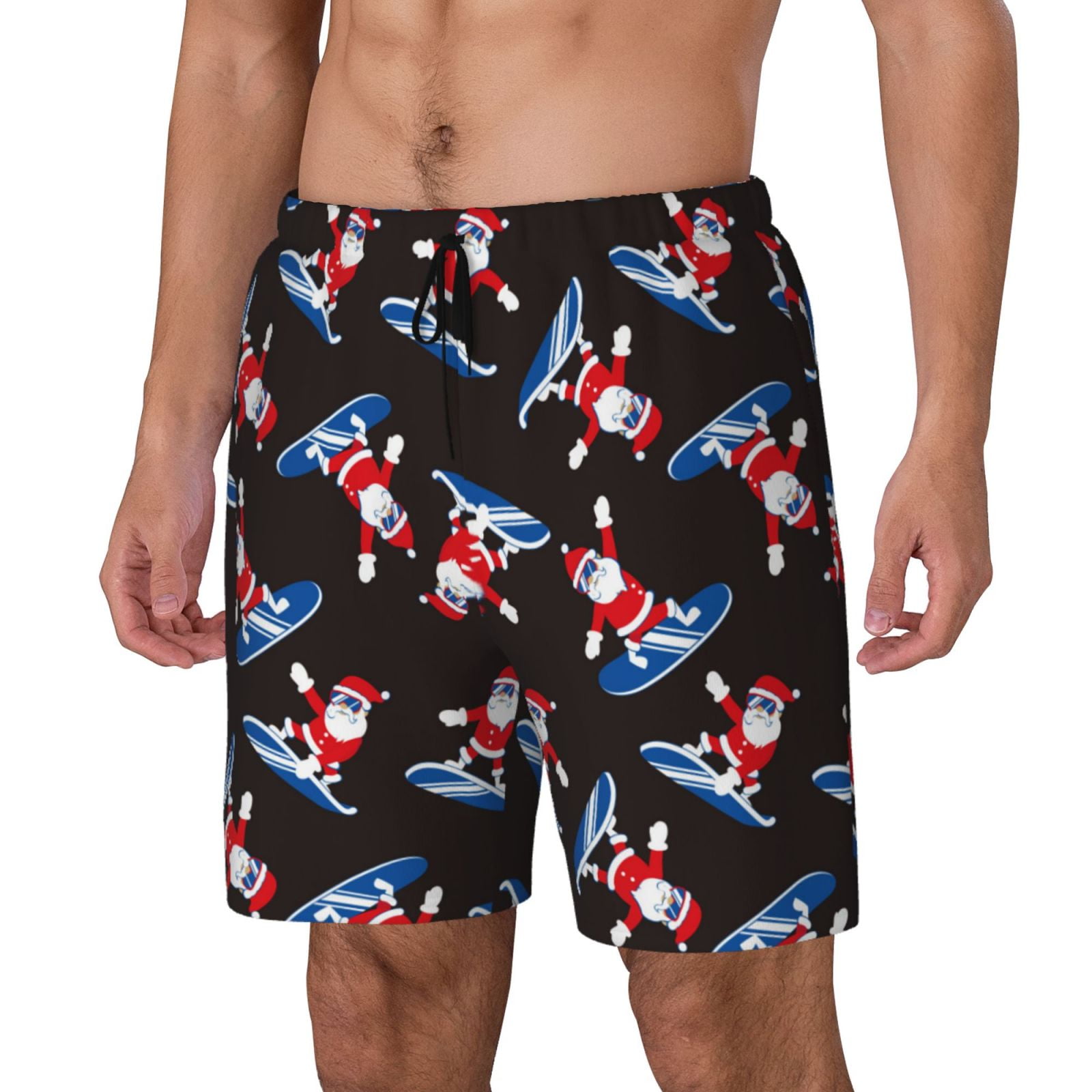 Cauagu Surfing Santa Print Mens Swim Trunks Quick Dry Board Shorts Swim ...