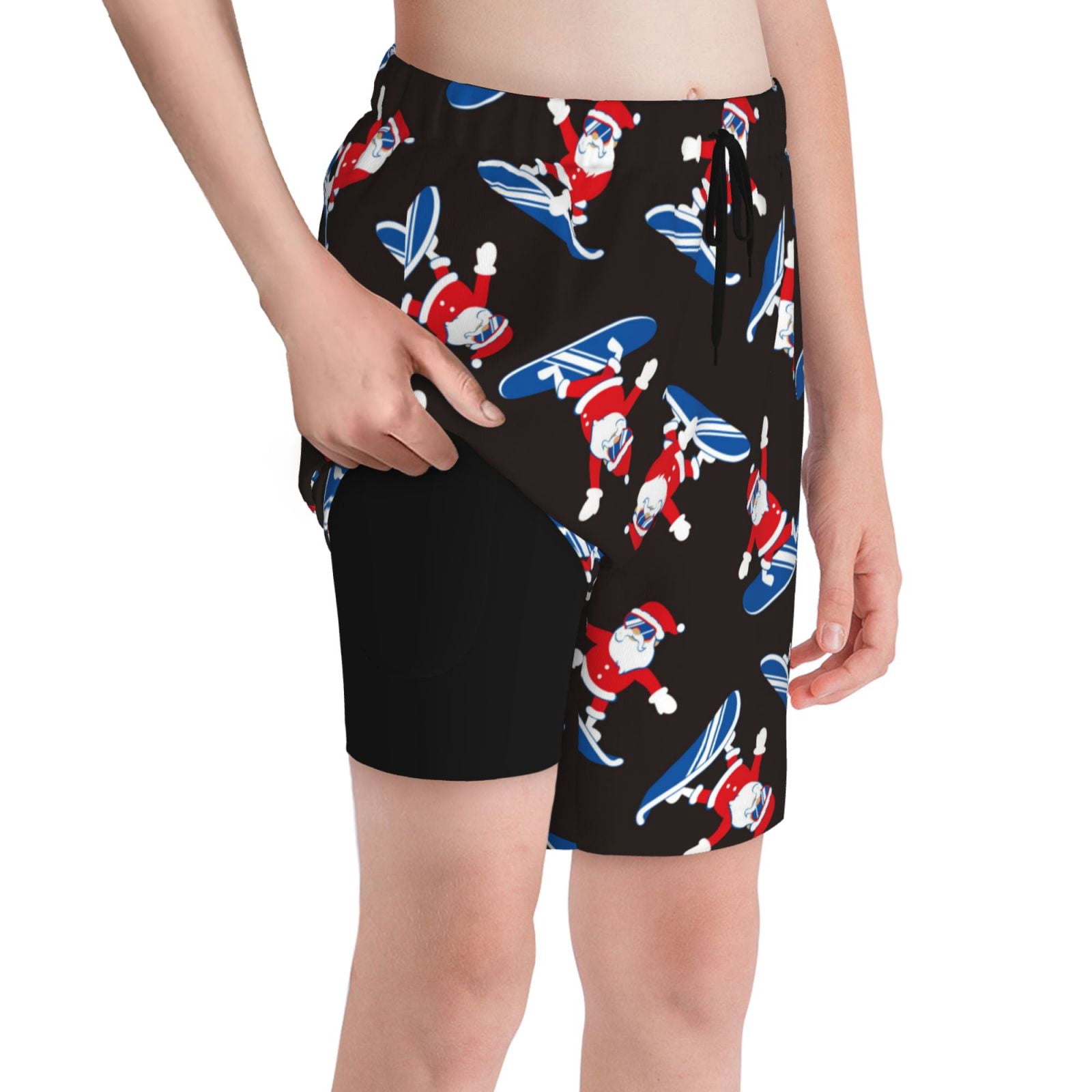 Cauagu Surfing Santa Print Swim Trunks for Men,Youth Boys Swim Shorts ...