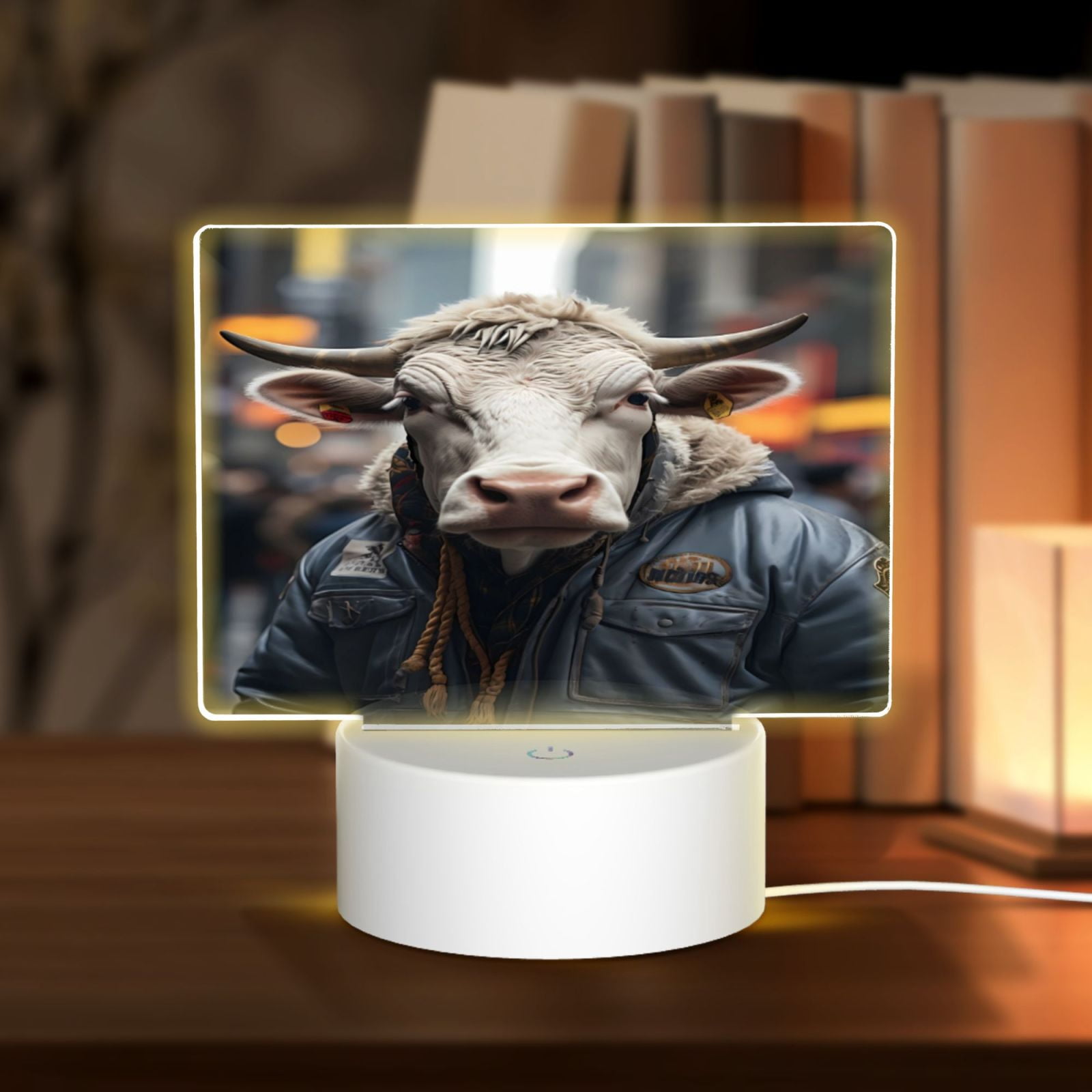 Cauagu Surrealist Cow for Rectangle Acrylic Night Light - Acrylic ...