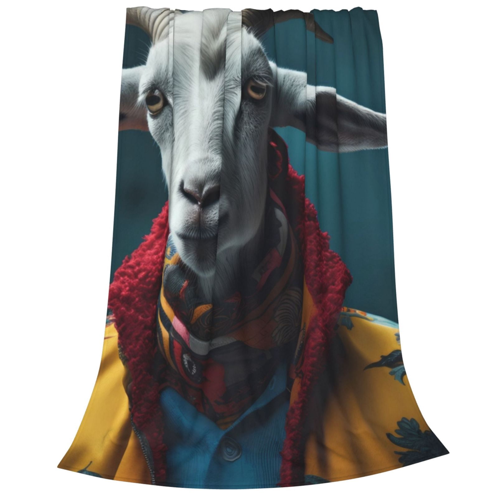 Cauagu Surrealist Goat Pattern Flannel Bed Blankets,Fleece Blanket ...