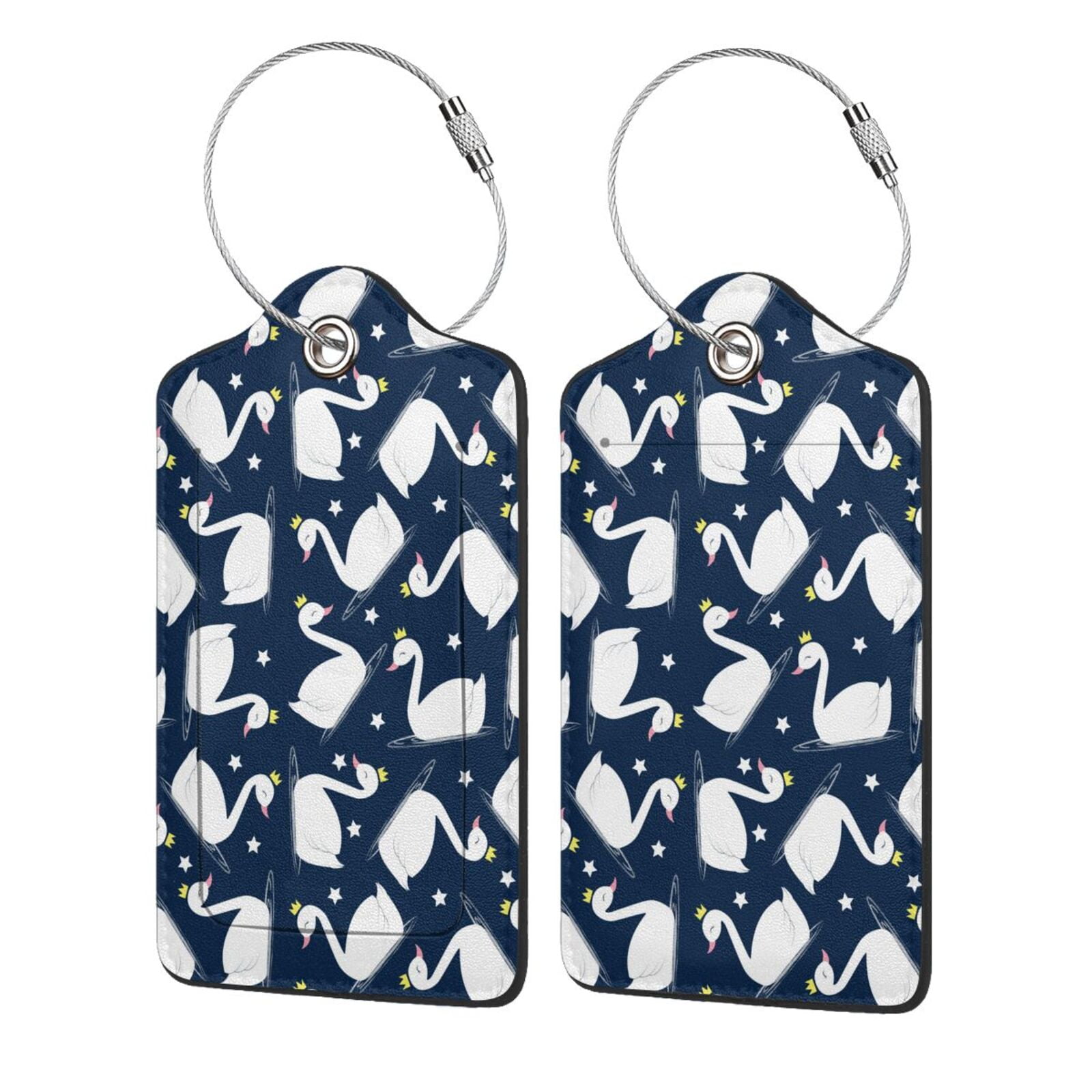 Cauagu Swan Pattern Luggage Tags,Leather Luggage Tags Personalized ...