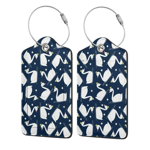 Cauagu Swan Pattern Luggage Tags,Leather Luggage Tags Personalized ...