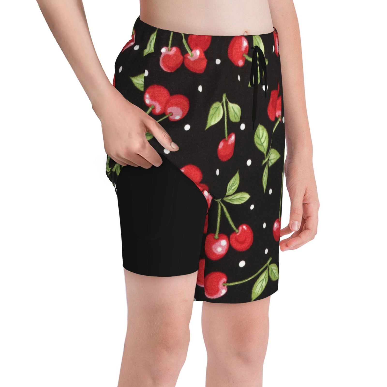 Cauagu Sweet Red Cherry Print Swim Trunks for Men,Youth Boys Swim ...