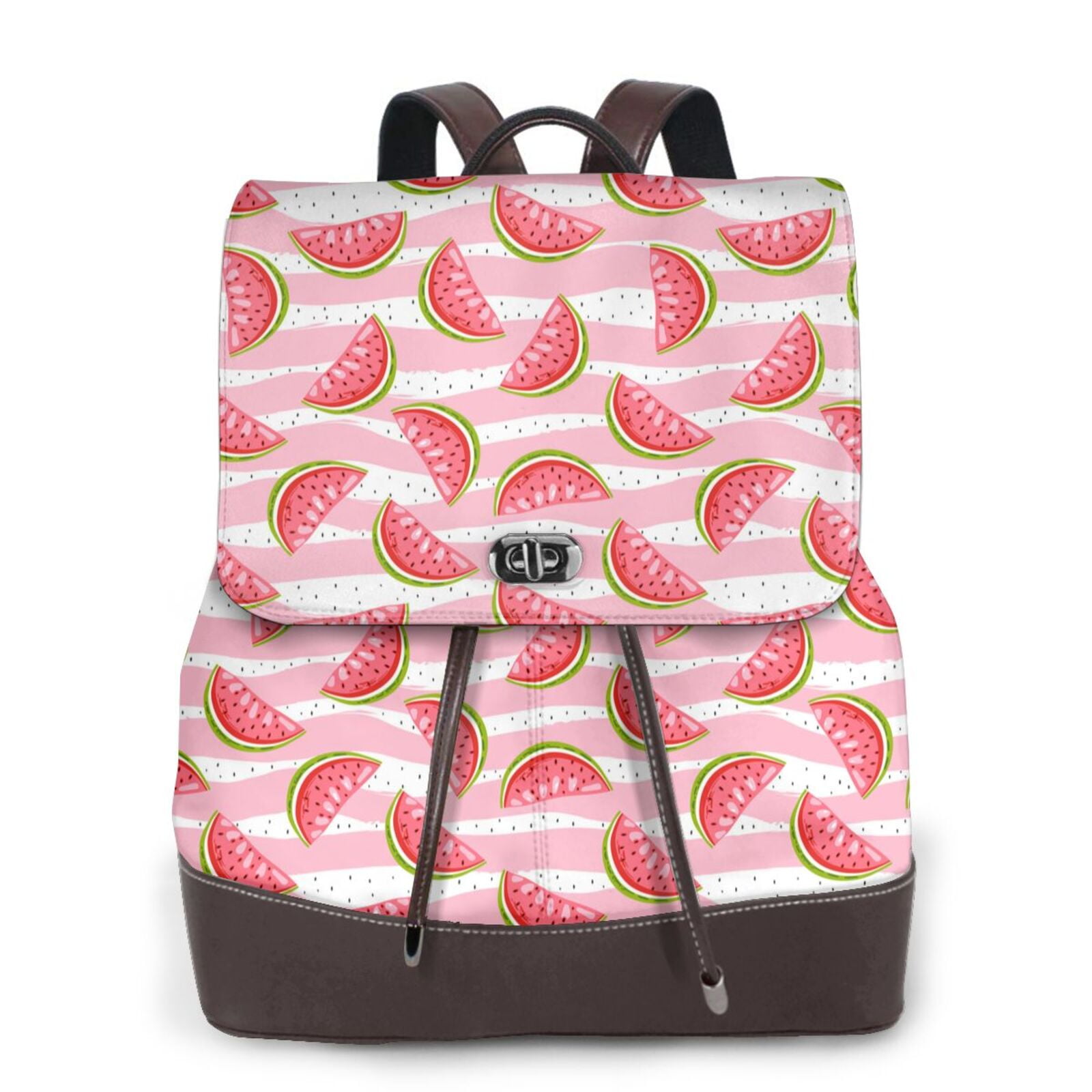 Cauagu Sweet Watermelon Print Women's PU Leather Backpack,Fashion ...