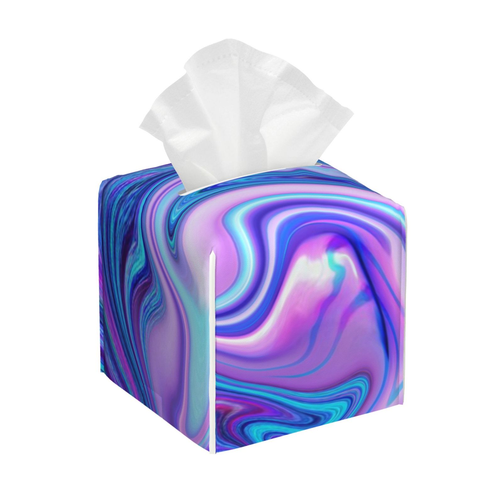 Cauagu Swirl Blue And Purple Print Tissue Box Cover,Leather Square ...