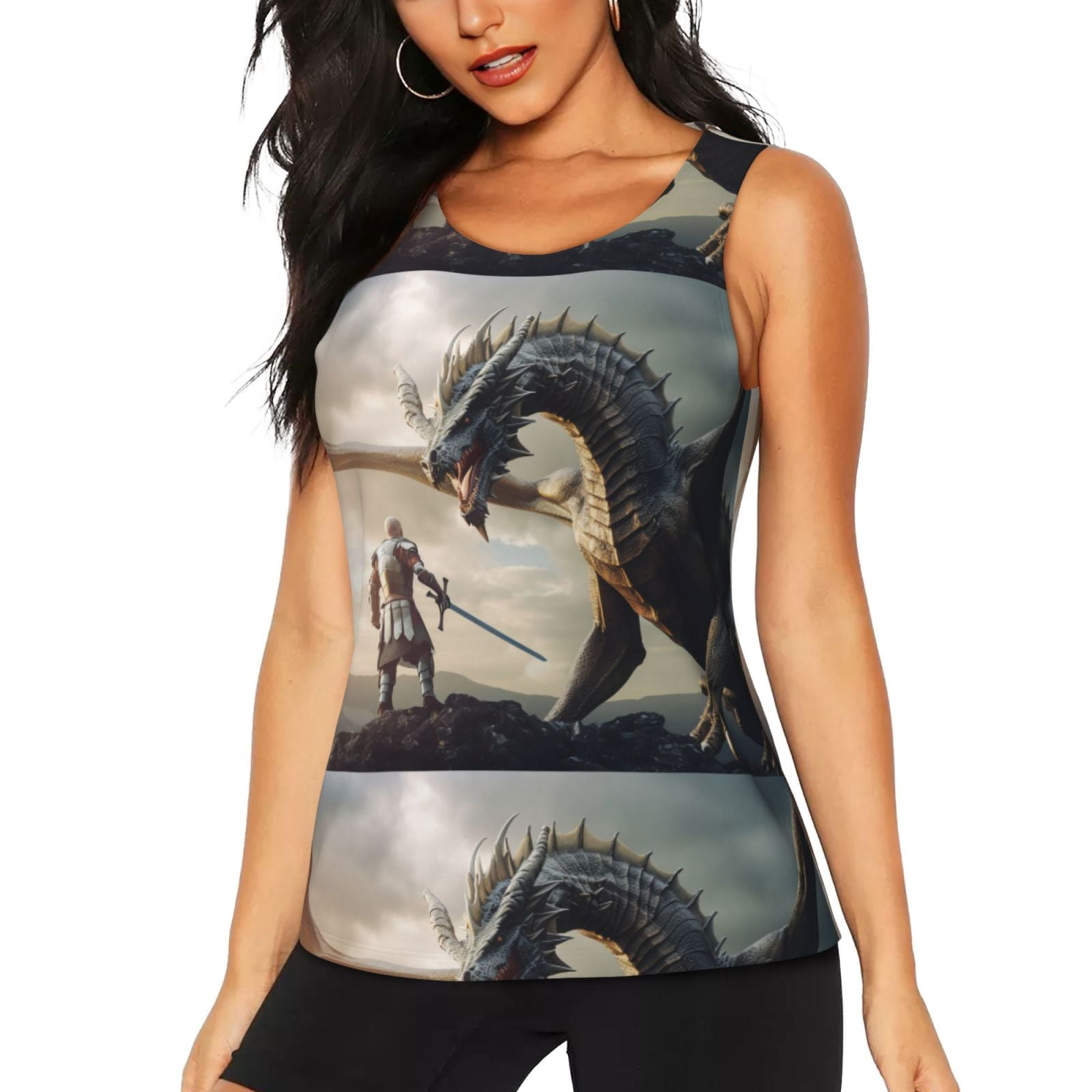 Cauagu Swordsman Cool Dragon for Women's Workout Tank Tops Sleeveless ...