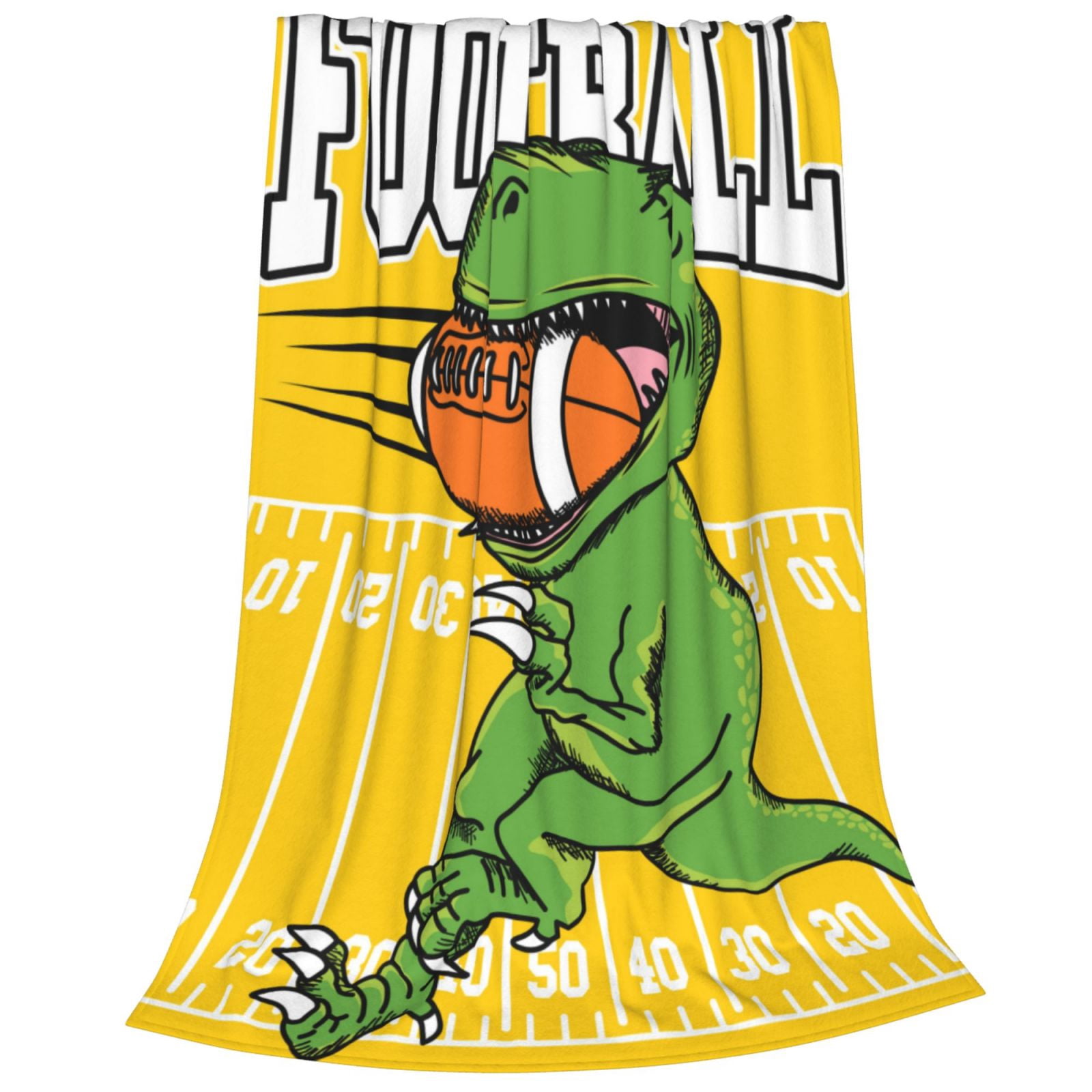 Cauagu T-Rex Playing Football Pattern Flannel Bed Blankets,Fleece ...