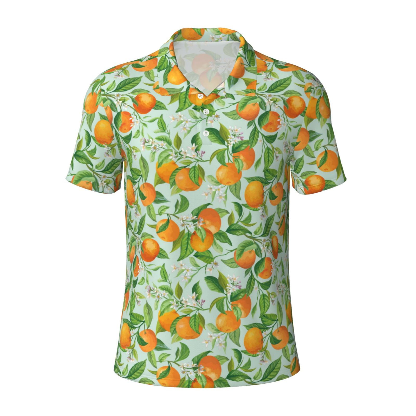 Cauagu Tangerine Print Men's Polo Shirts, Short-Sleeve Polo Shirts for ...