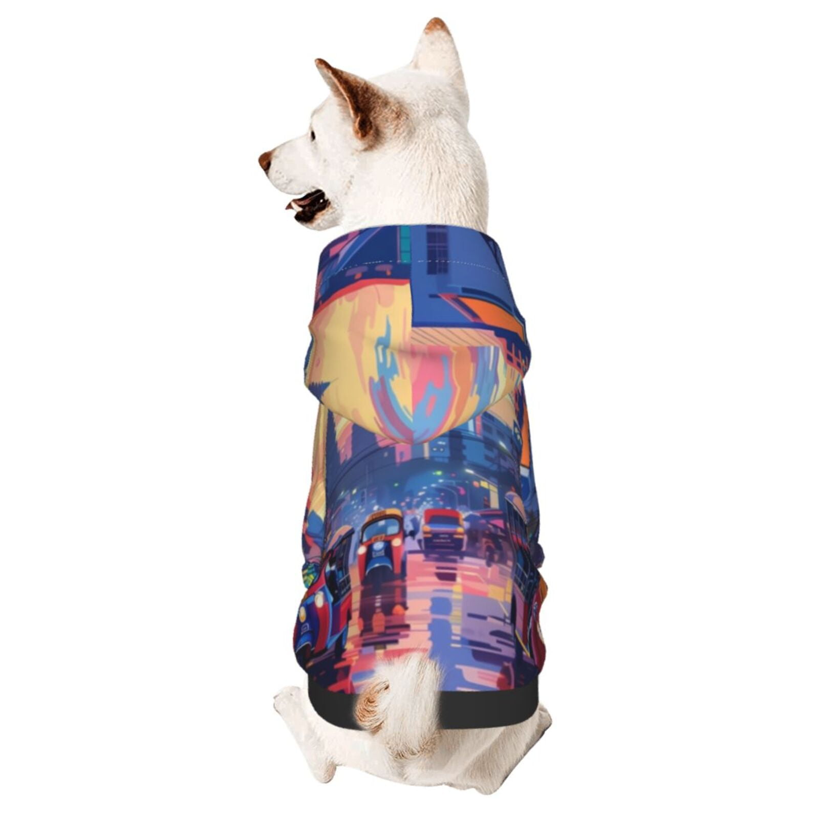 Cauagu Taxi Colorful Town Pattern Winter Pet Hoodie Sweatshirts- Dog ...