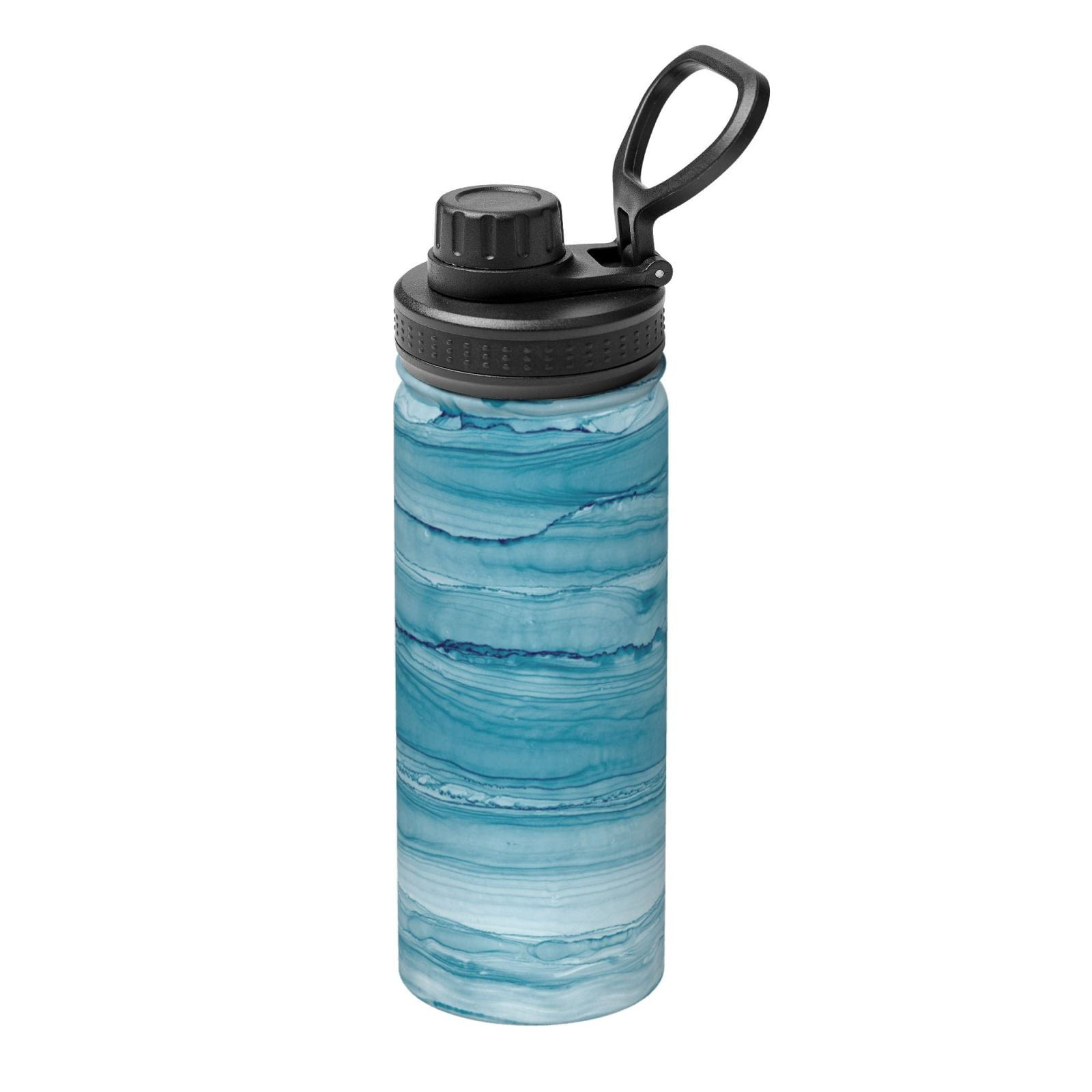 Cauagu Teal Turquoise Fluid Stripes Print 18oz Vacuum Insulated ...
