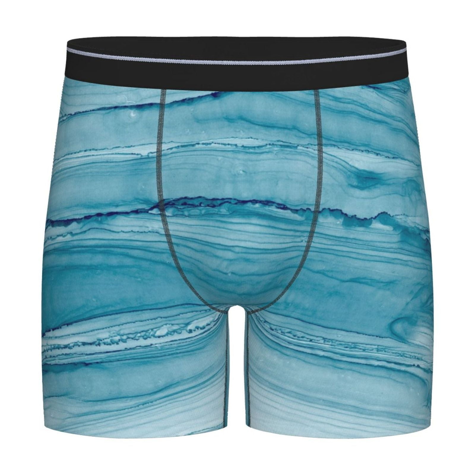 Cauagu Teal Turquoise Fluid Stripes Print Men's Boxer Briefs, Funny ...