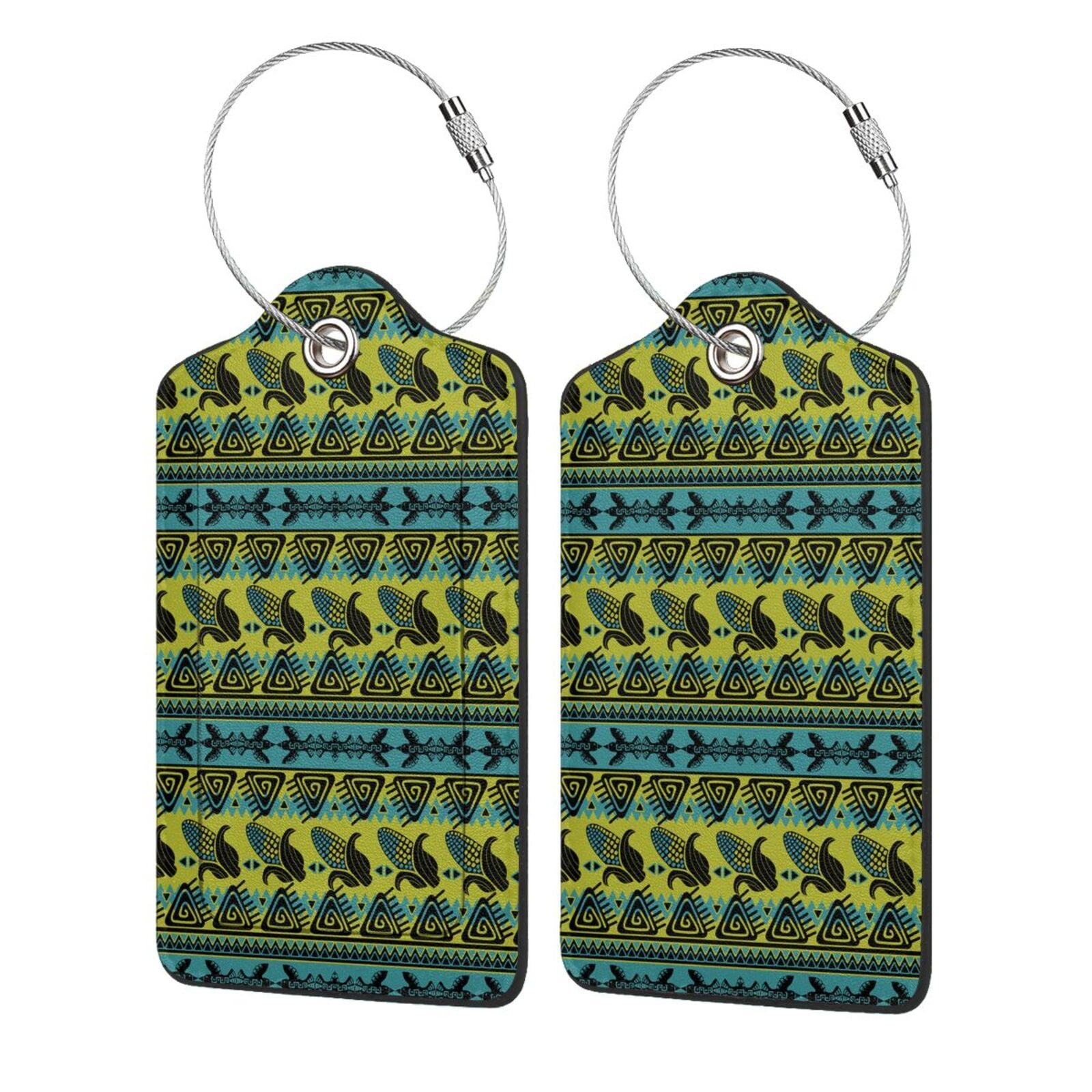 Cauagu Teal Vintage Corn Pattern Print Luggage Tags,Leather Luggage ...