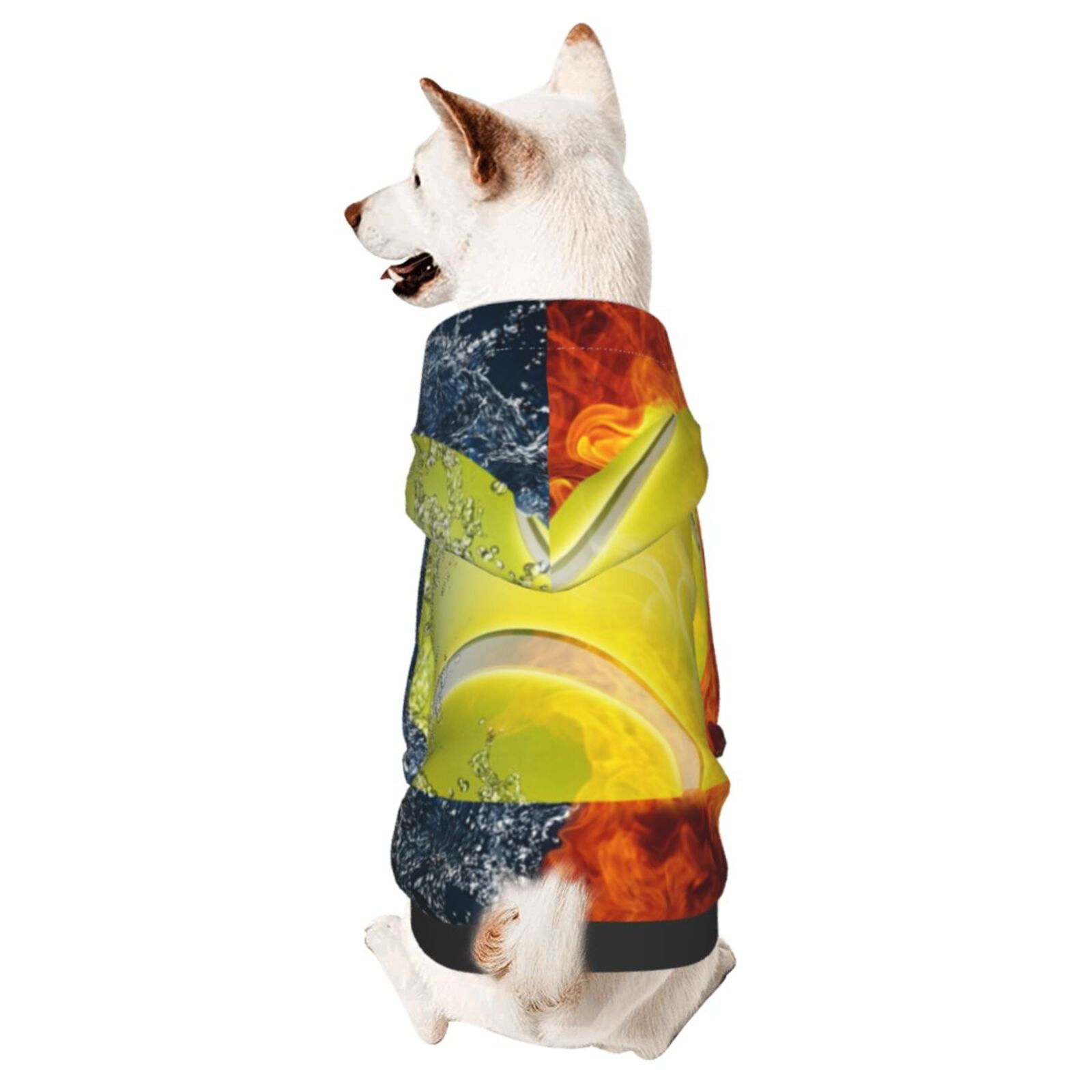 Cauagu Tennis Ball In Fire And Water Pattern Winter Pet Hoodie ...
