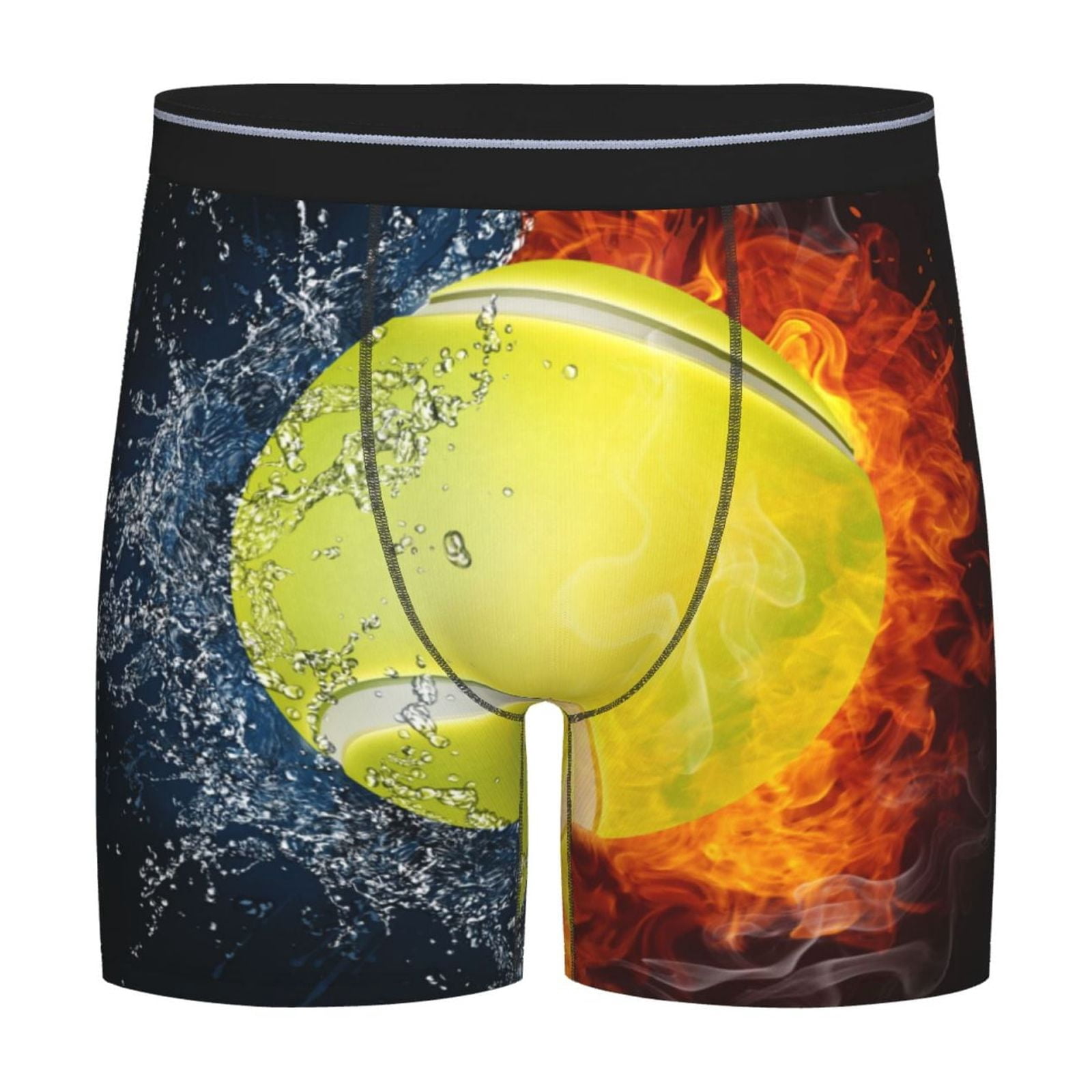 Cauagu Tennis Ball In Fire And Water Print Men's Boxer Briefs, Funny ...