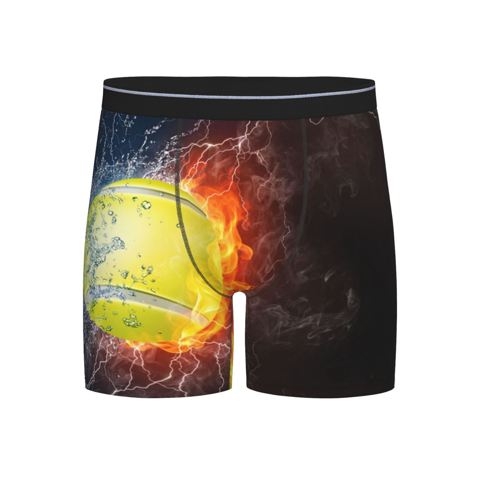 Cauagu Tennis Ball On Fire And Water Print Men's Boxer Briefs, Funny ...