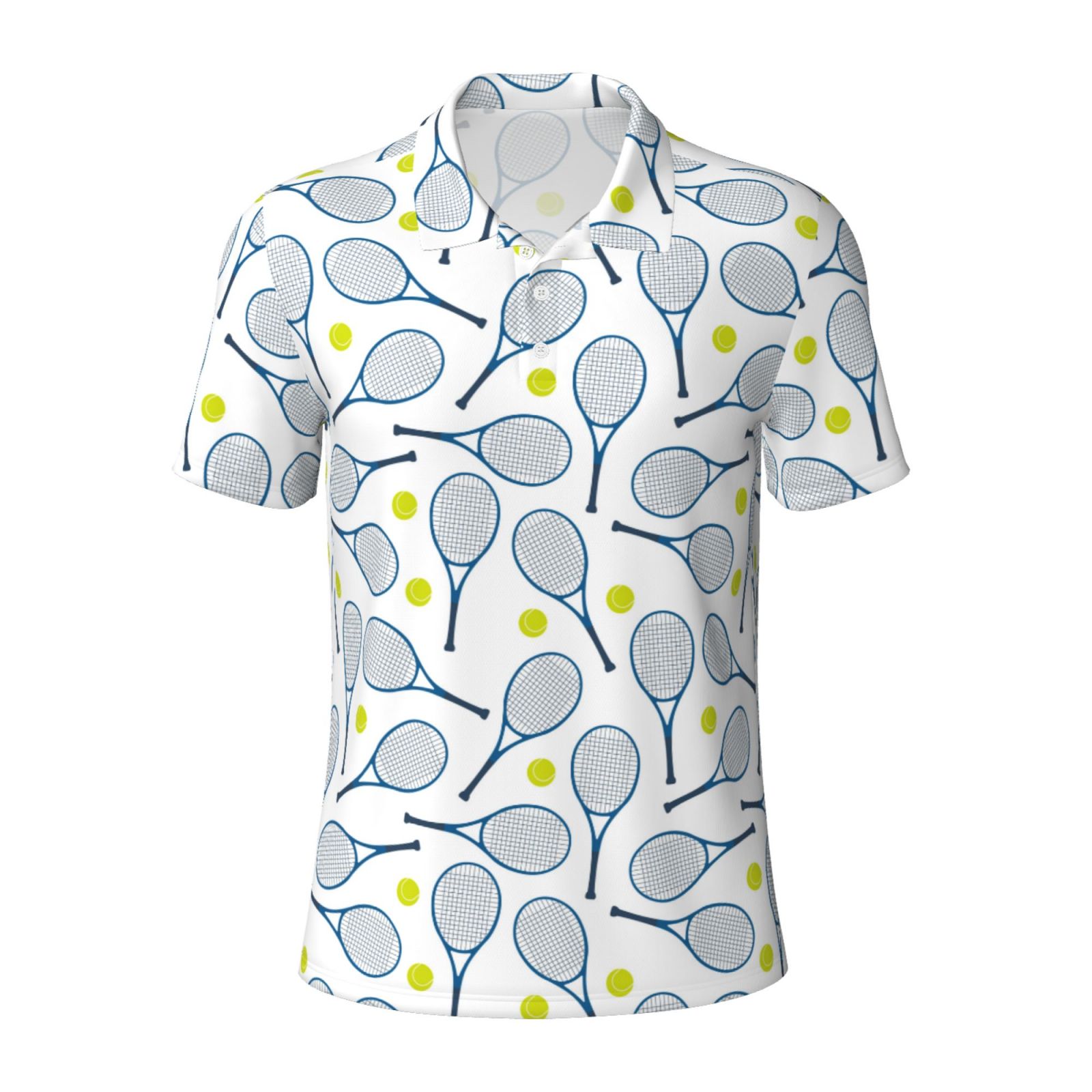 Cauagu Tennis Rackets And Balls Print Men's Polo Shirts, Short-Sleeve ...