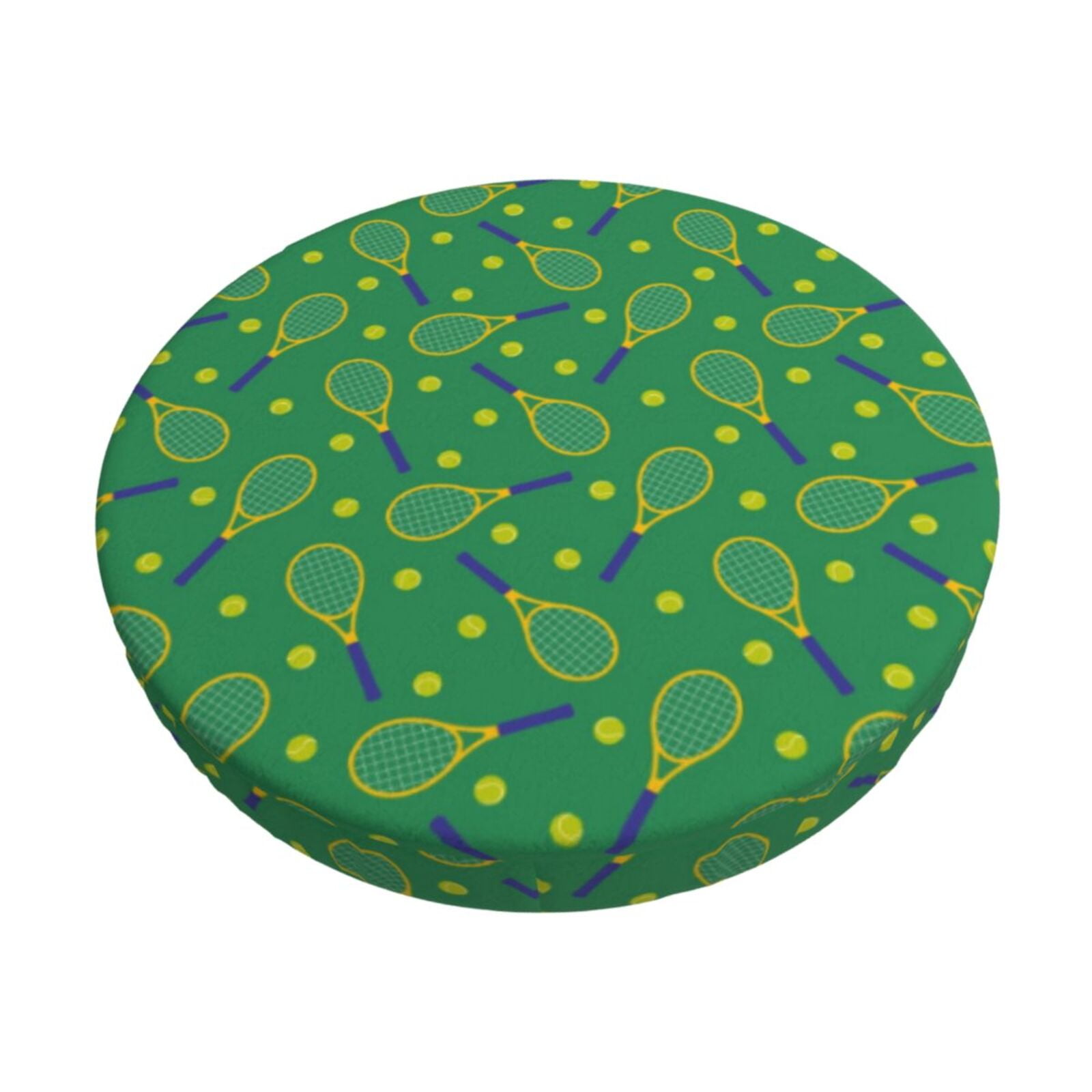 Cauagu Tennis Rockets And Balls Print Round Stool Covers,Seat Cushion ...