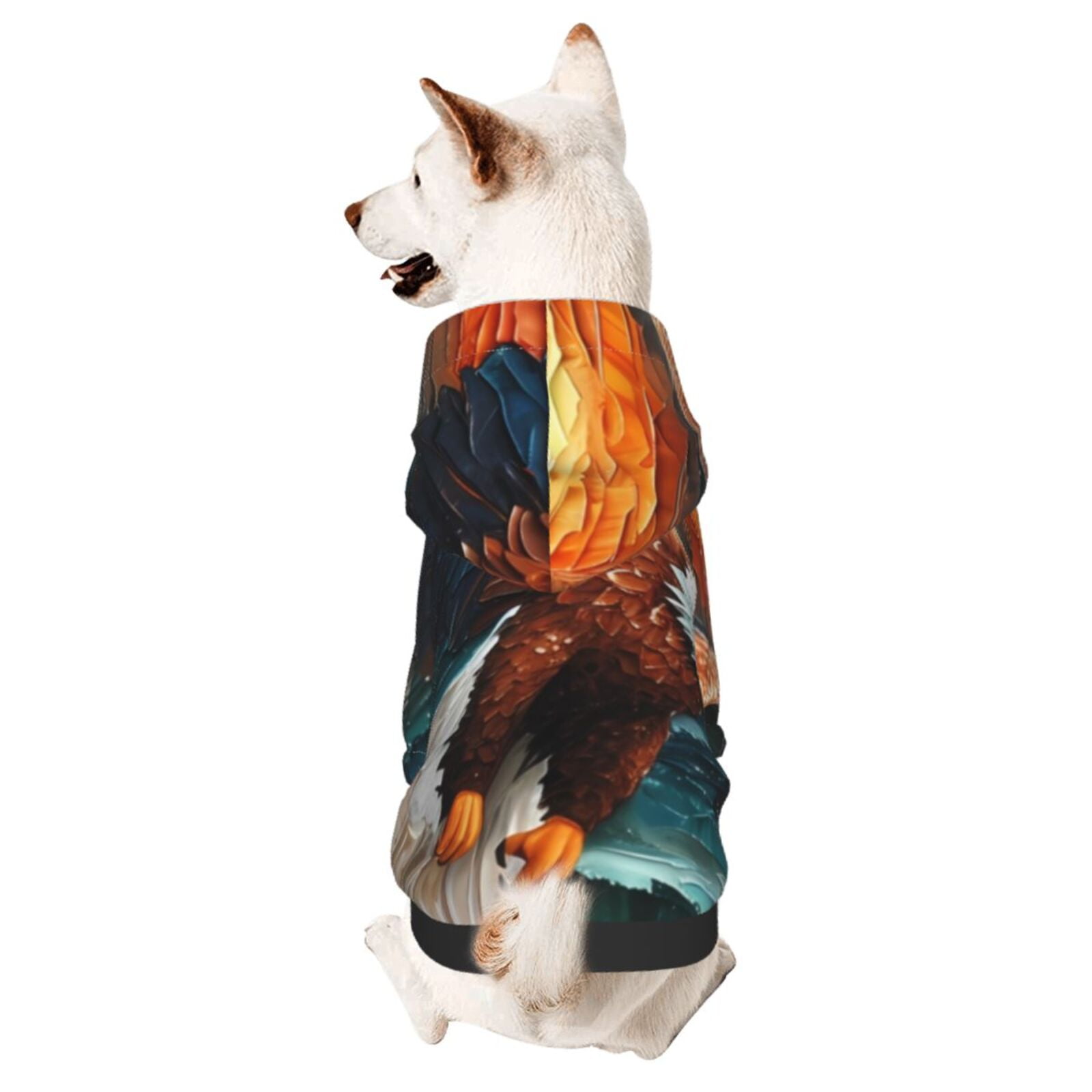 Cauagu Textured Bald Eagle Pattern Winter Pet Hoodie Sweatshirts- Dog ...