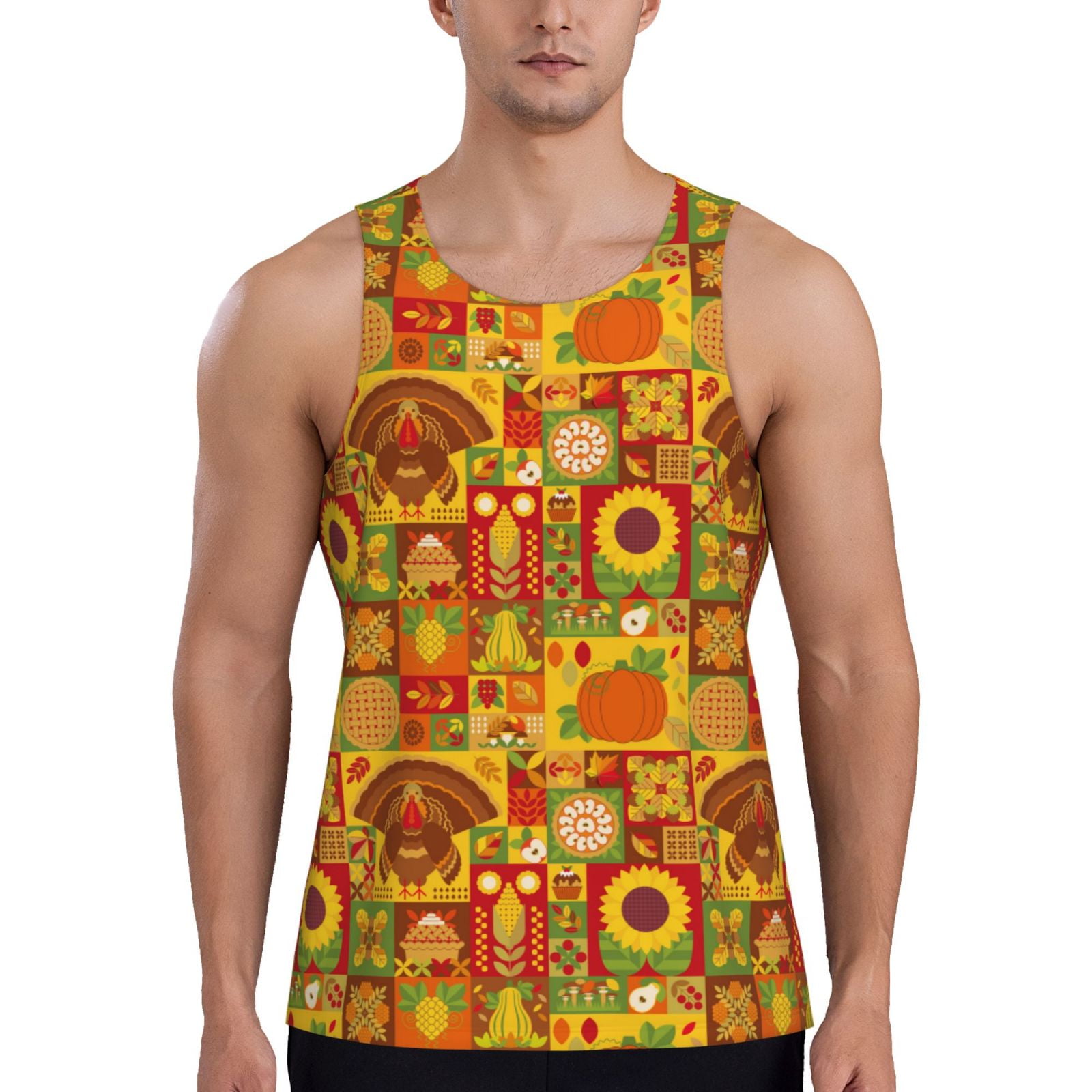 Cauagu Thanksgiving Day Print Men's Sleeveless Muscle Shirts,Tank Tops ...
