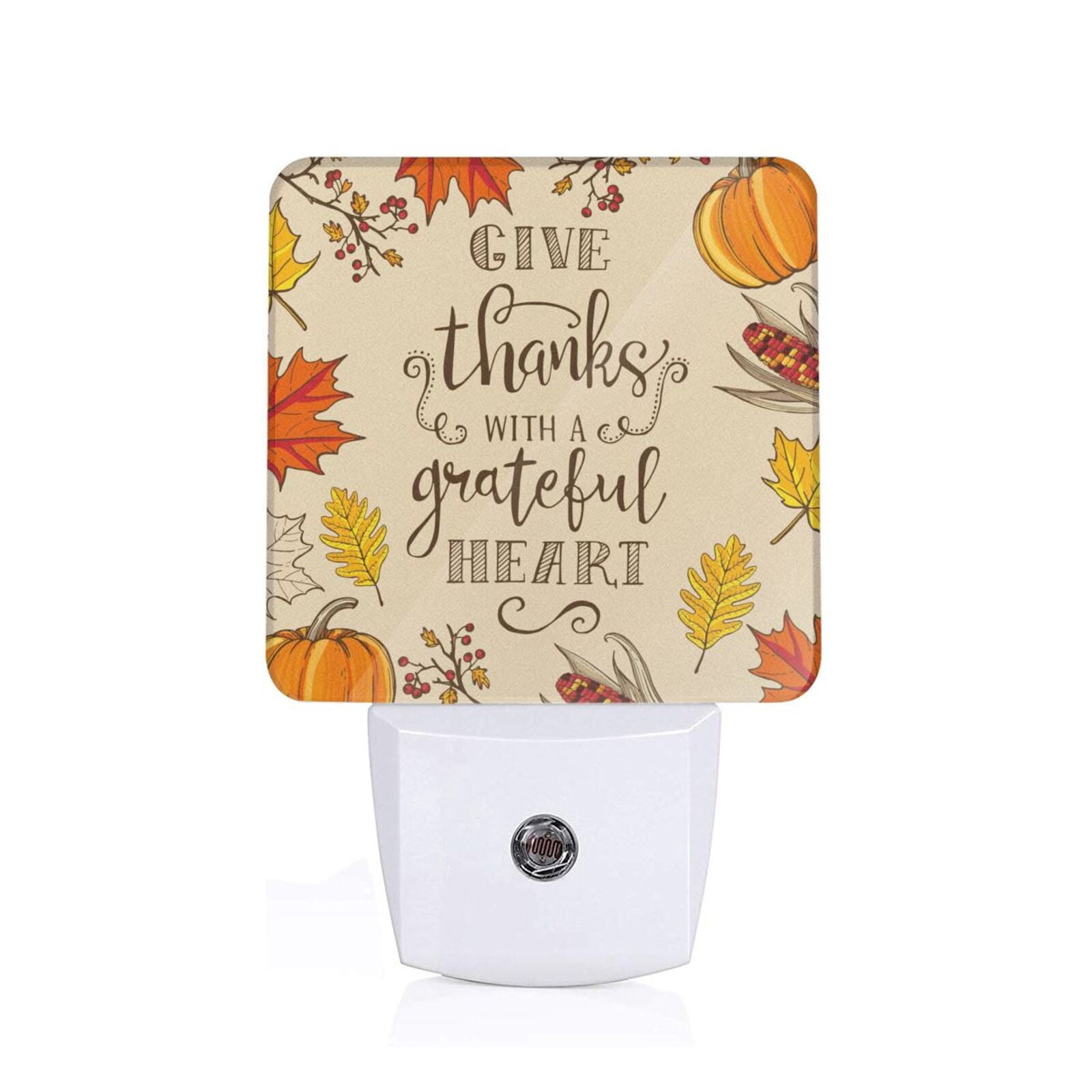 Cauagu Thanksgiving With A Grateful Heart Print LED Nightlight,0.5W ...