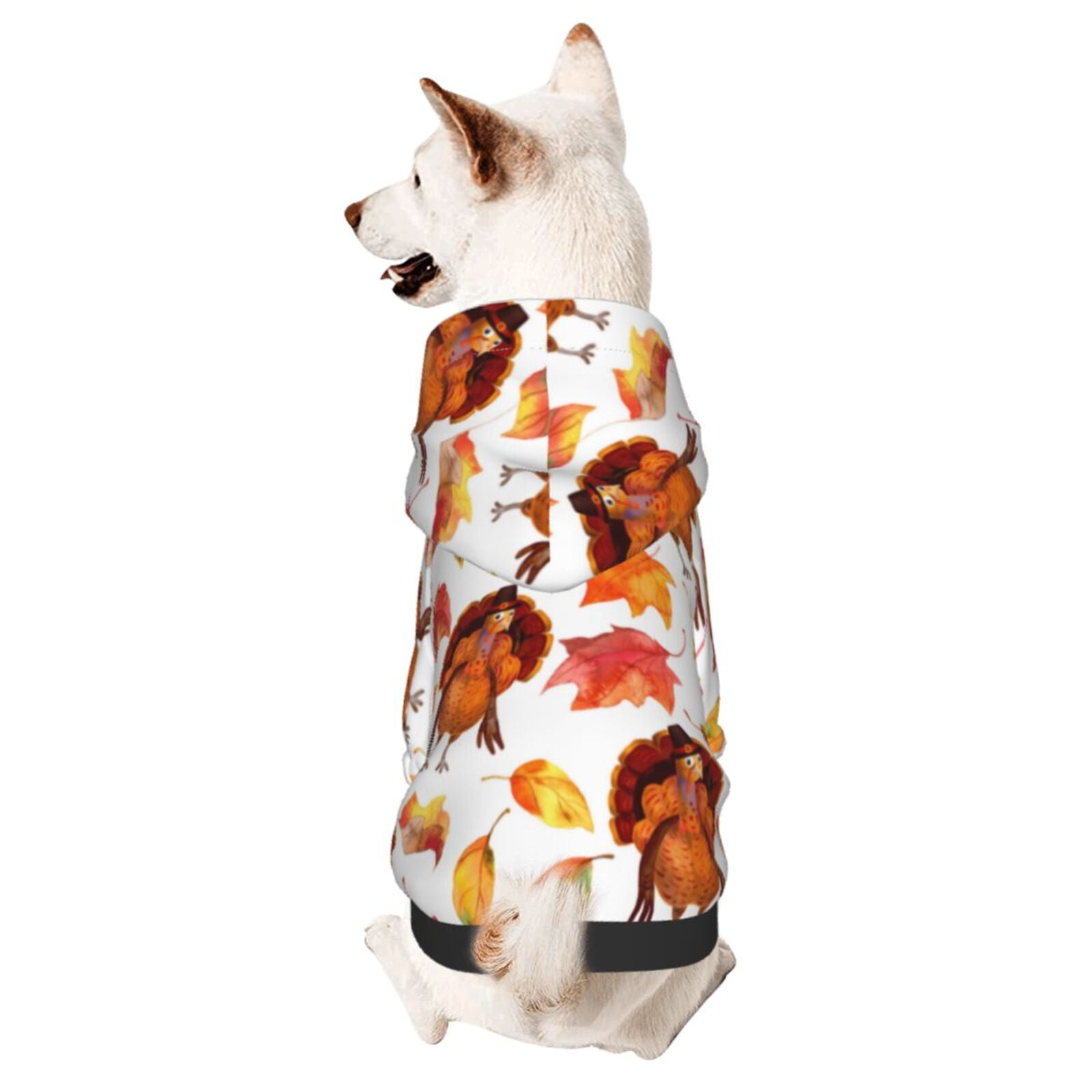 Cauagu Thanksgiving Turkey Leaves Pattern Winter Pet Hoodie Sweatshirts ...