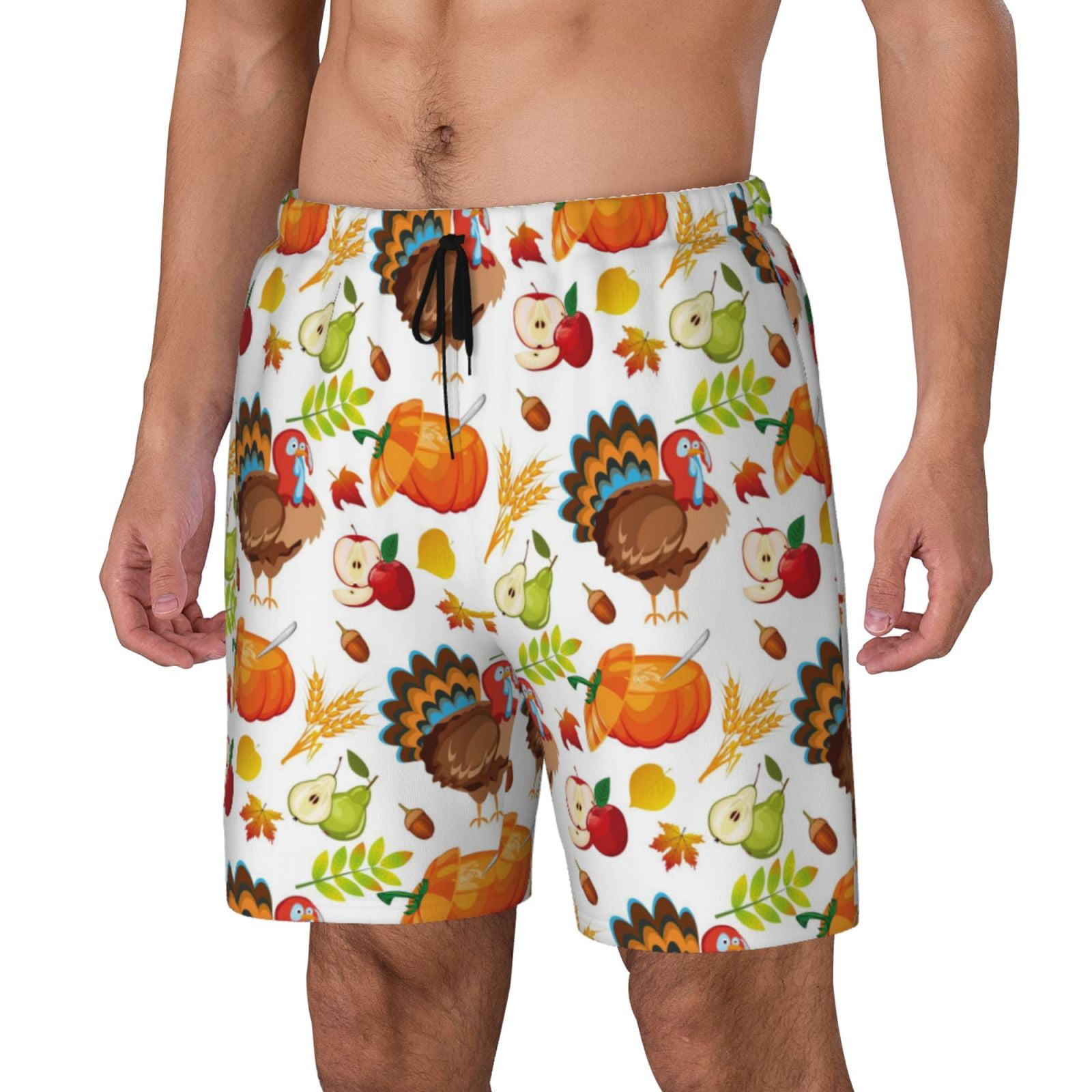Cauagu Thanksgiving Turkey Print Mens Swim Trunks Quick Dry Board ...