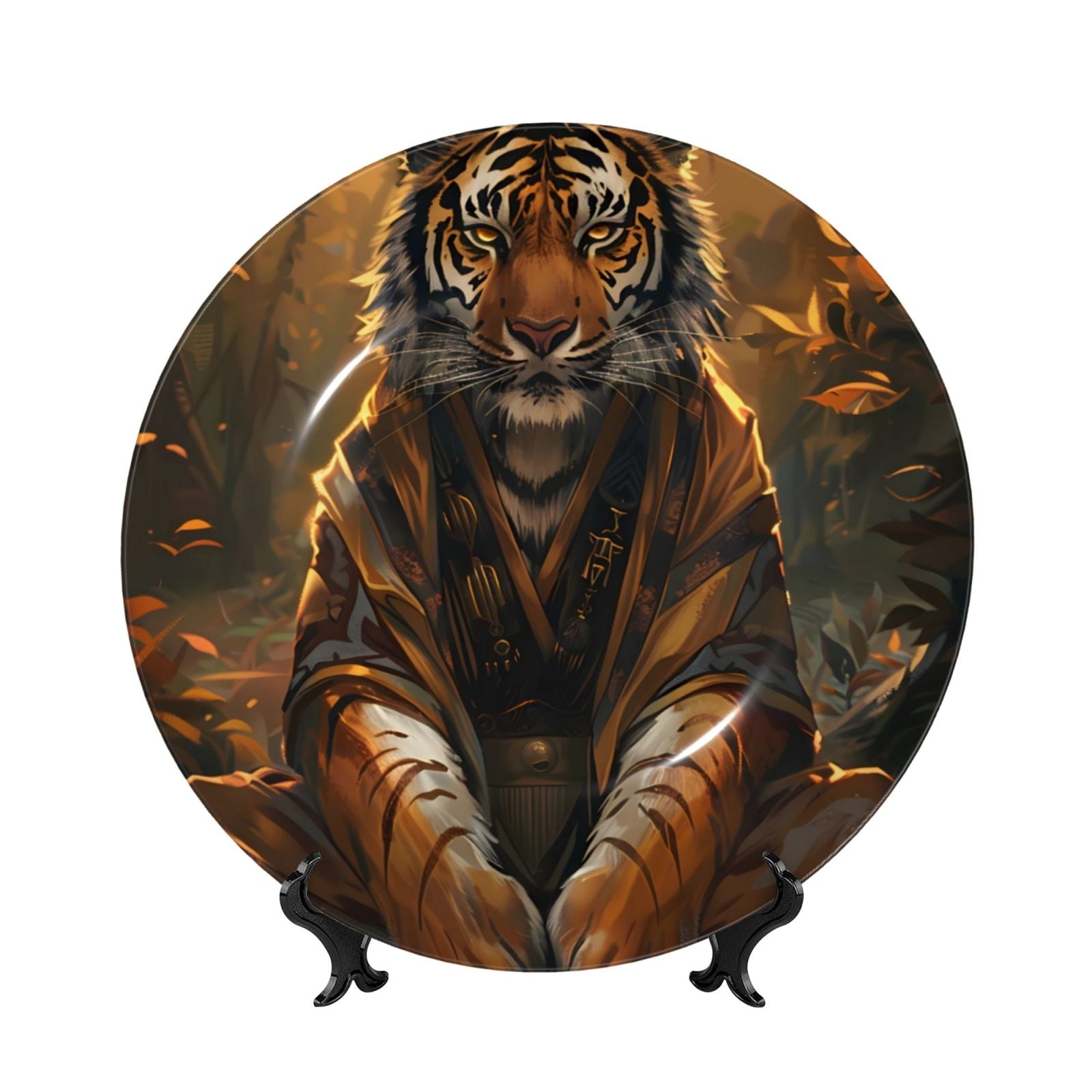 Cauagu Tiger In The Fallen Leaf Forest Print Bone China Decorative ...