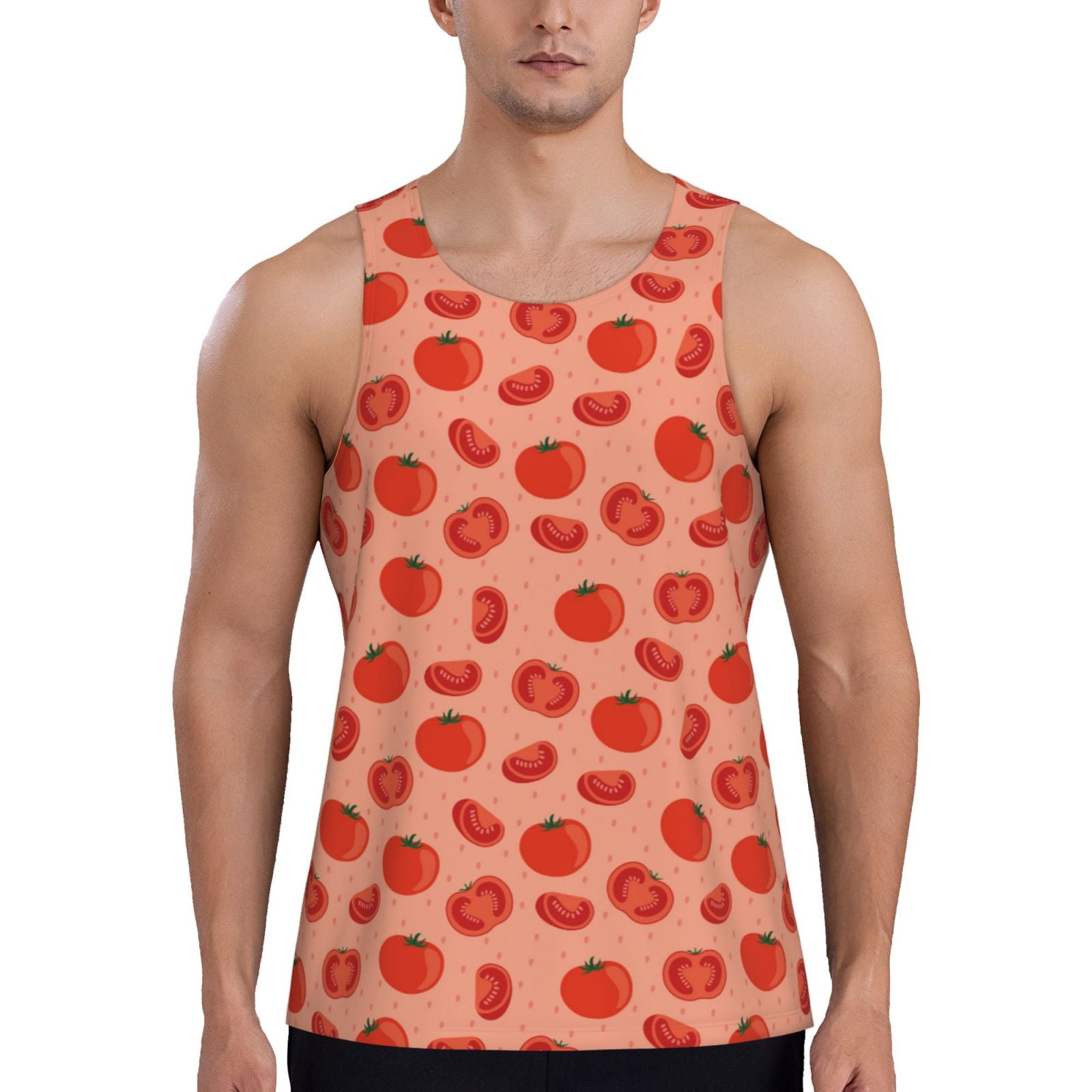 Cauagu Tomato Print Men's Sleeveless Muscle Shirts,Tank Tops Quick Dry ...