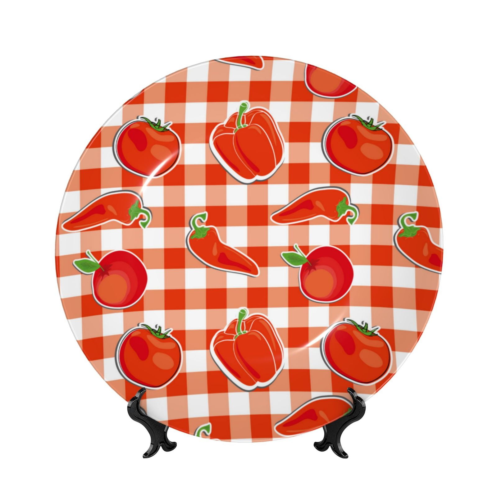 Cauagu Tomatoes And Chili Print Bone China Decorative Plate, Wall Mount ...