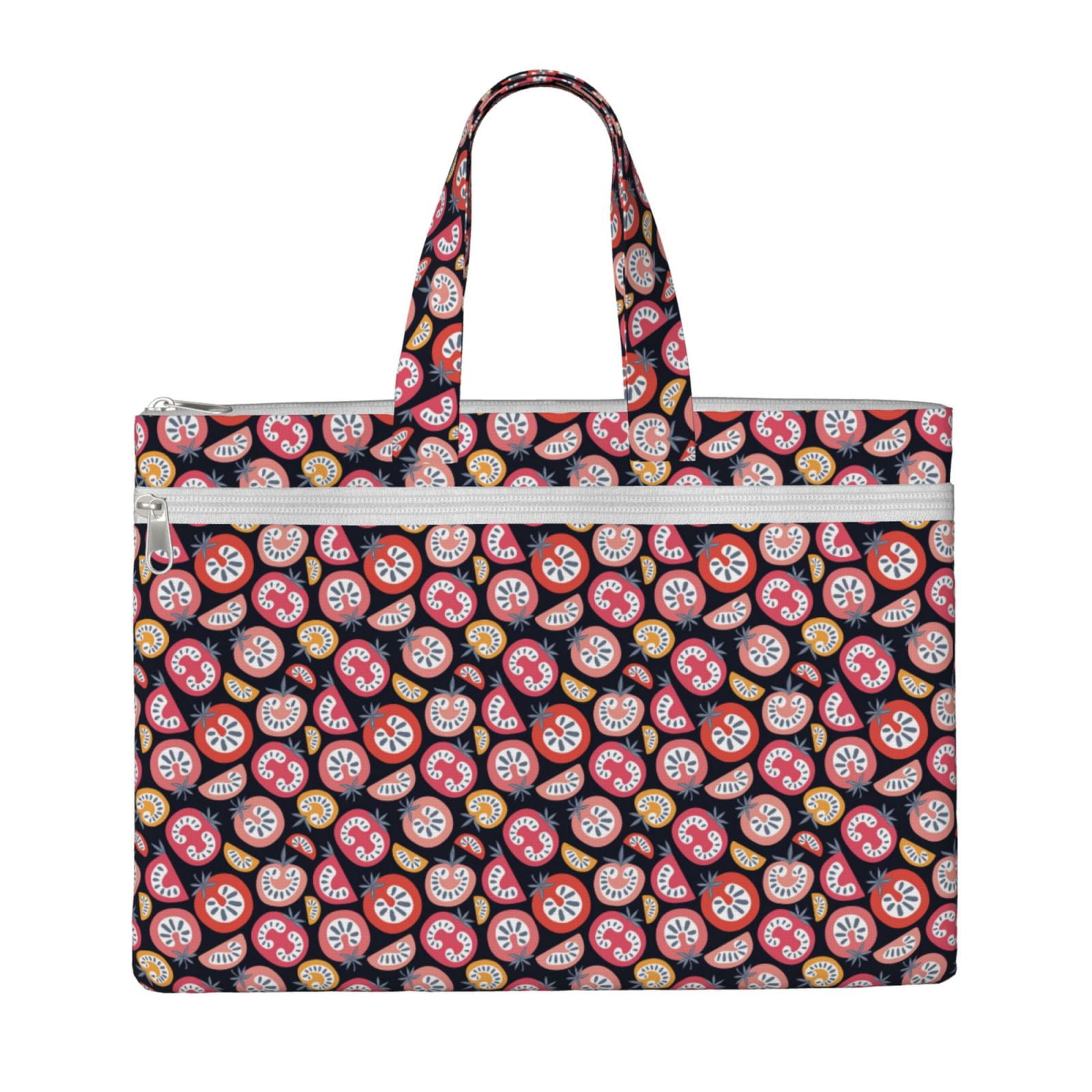 Cauagu Tomatoes Pattern Canvas Tote File Bag, Zipper Tote Bag Business ...