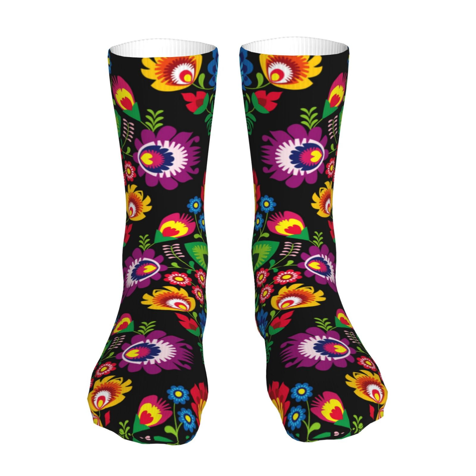 Cauagu Traditional Floral Polish Pattern Fun Novelty Crew Socks,Casual ...