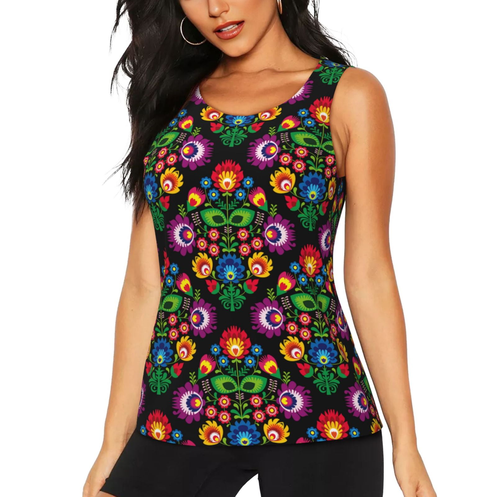 Cauagu Traditional Floral Polish for Women's Workout Tank Tops ...