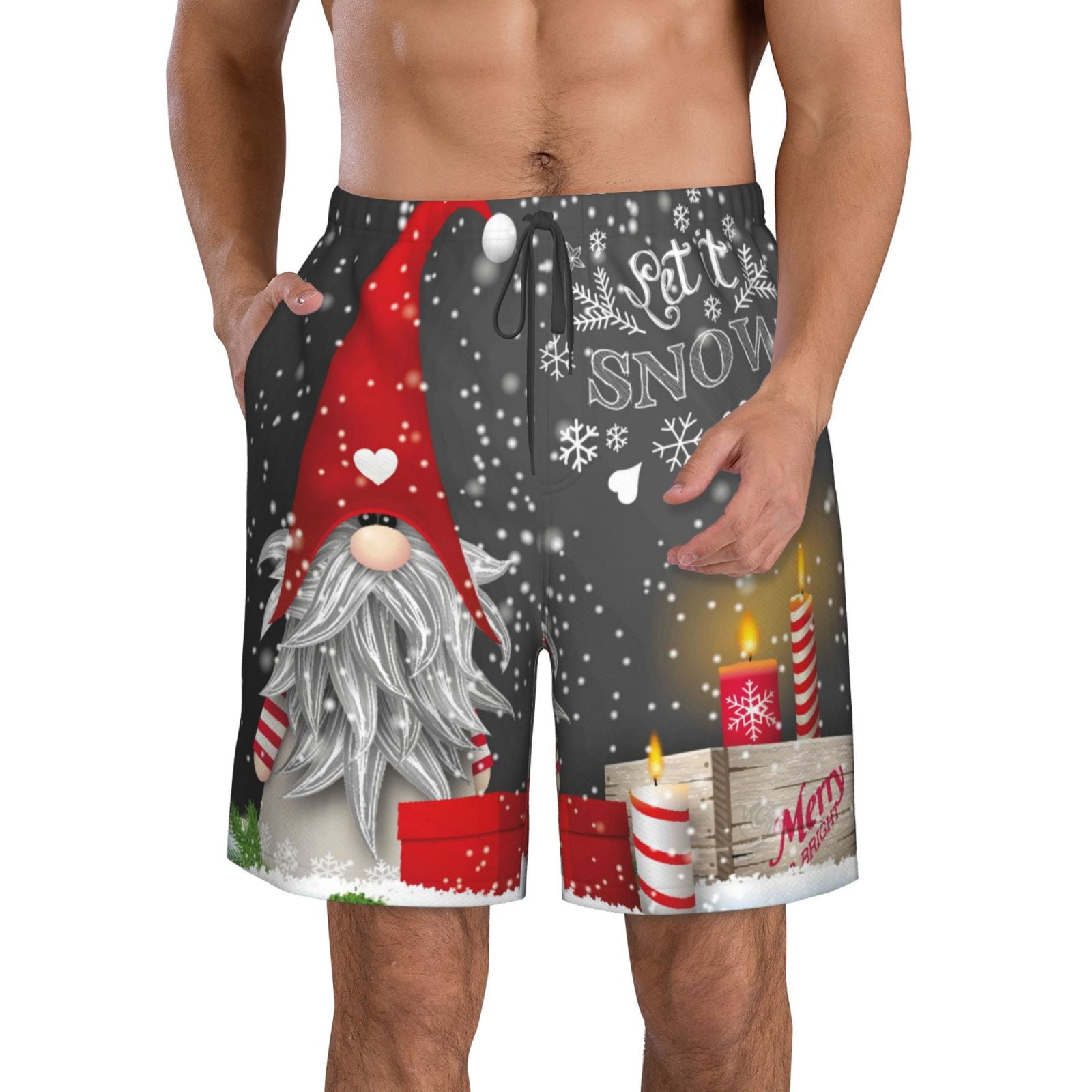 Cauagu Traditional Scandinavian Dwarf Print Men's Swim Trunks,Hawaiian ...