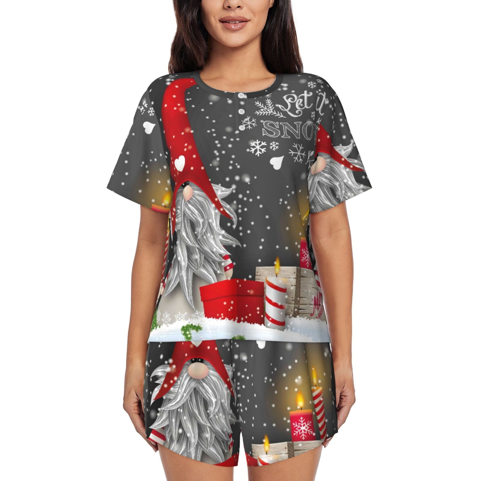 Cauagu Traditional Scandinavian Dwarf for Women's Round Neck Pajama Set ...