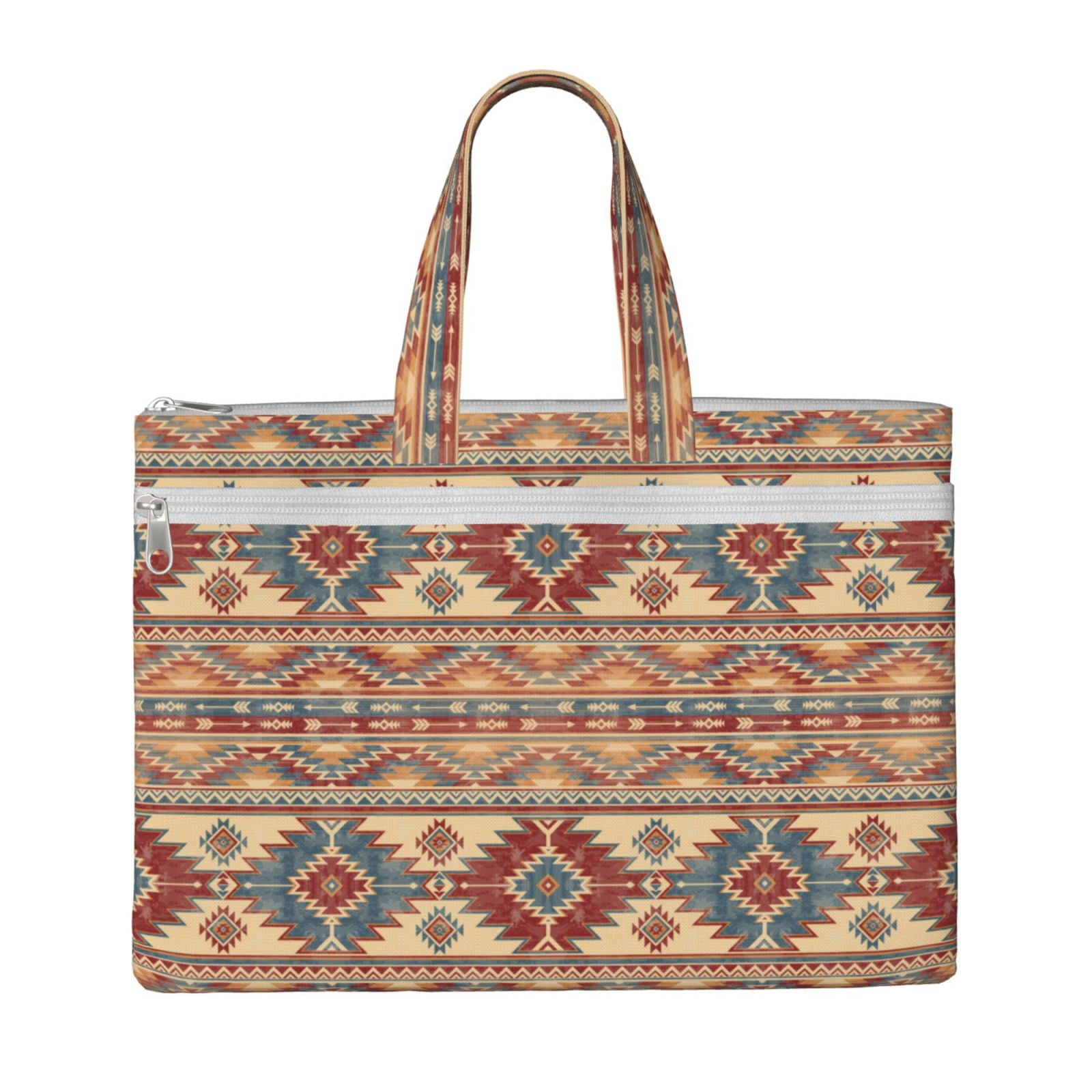 Cauagu Traditional Tribal Aztec Pattern Canvas Tote File Bag, Zipper ...