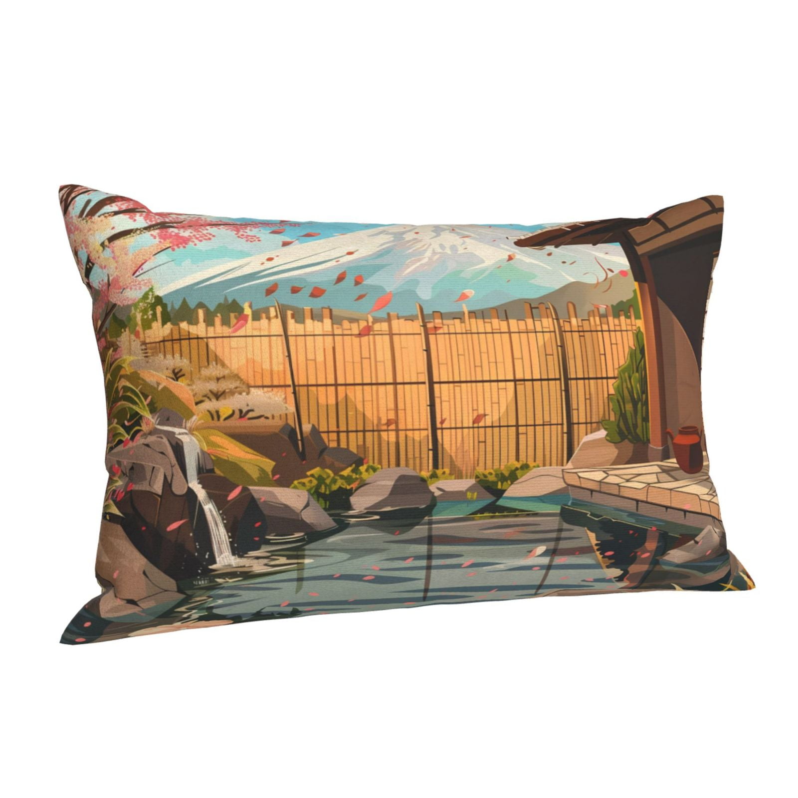 Cauagu Tranquil Garden Landscape Print Pillow Covers with Envelope ...