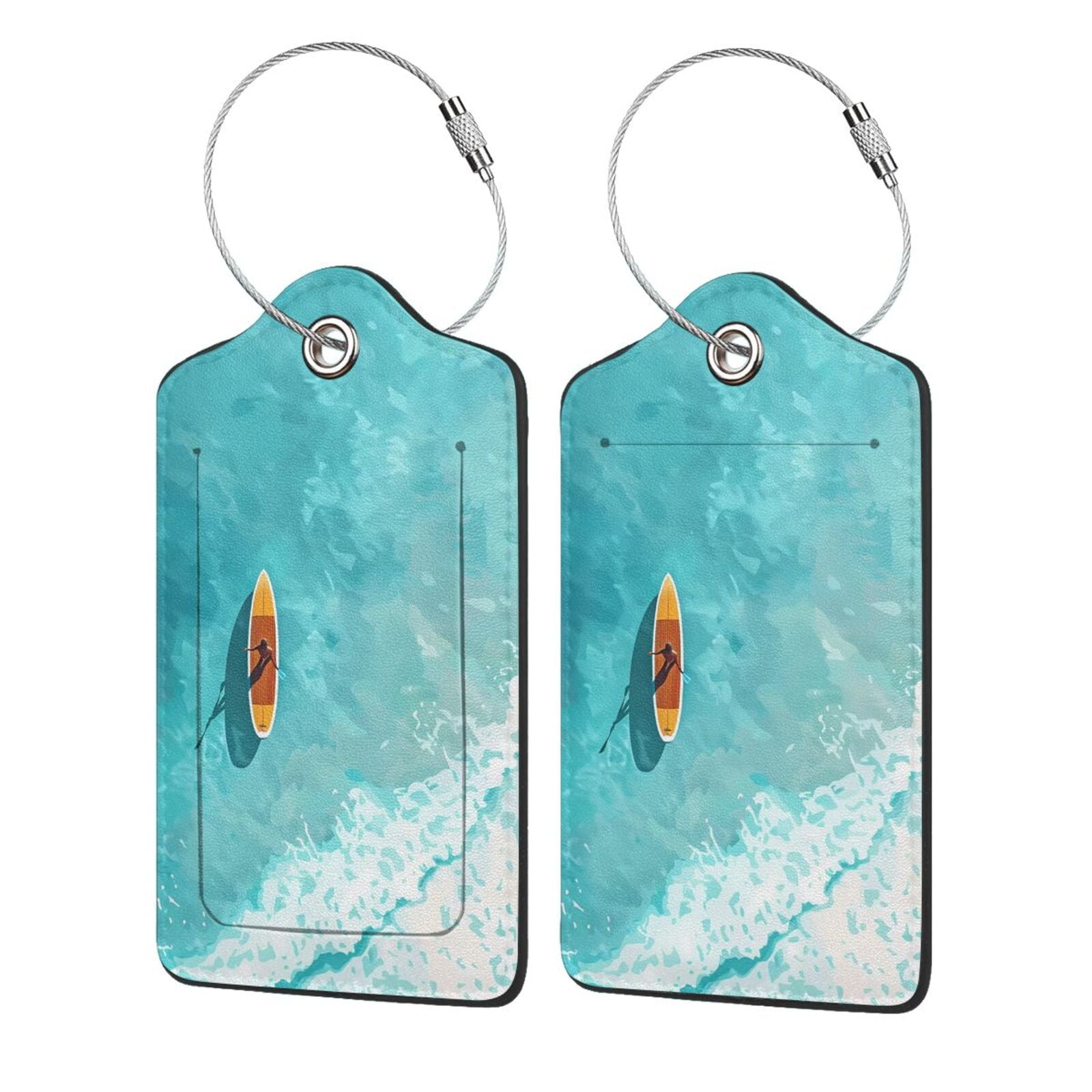 Cauagu Tranquil Ocean Canoe Journey Pattern Luggage Tags,Leather ...