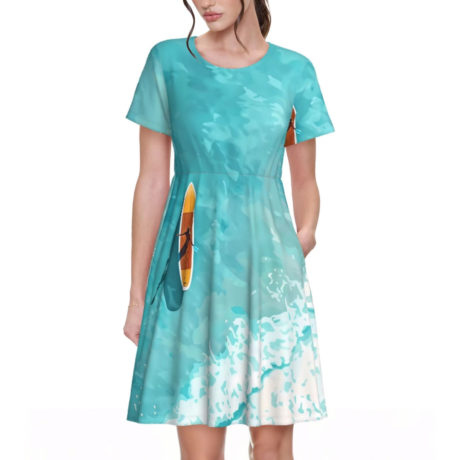 Cauagu Tranquil Ocean Canoe Journey Print Summer Dresses for Women 2025 ...