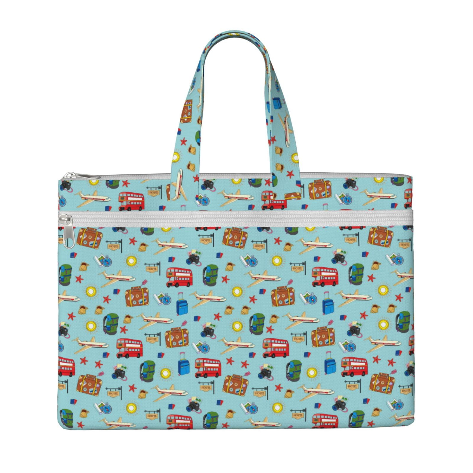 Cauagu Travel1 Pattern Canvas Tote File Bag, Zipper Tote Bag Business ...