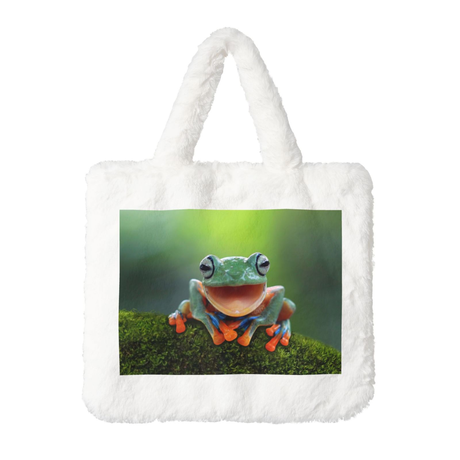 Cauagu Tree Frog Pattern Women's Plush Tote Bag,Soft Underarm Bag ...