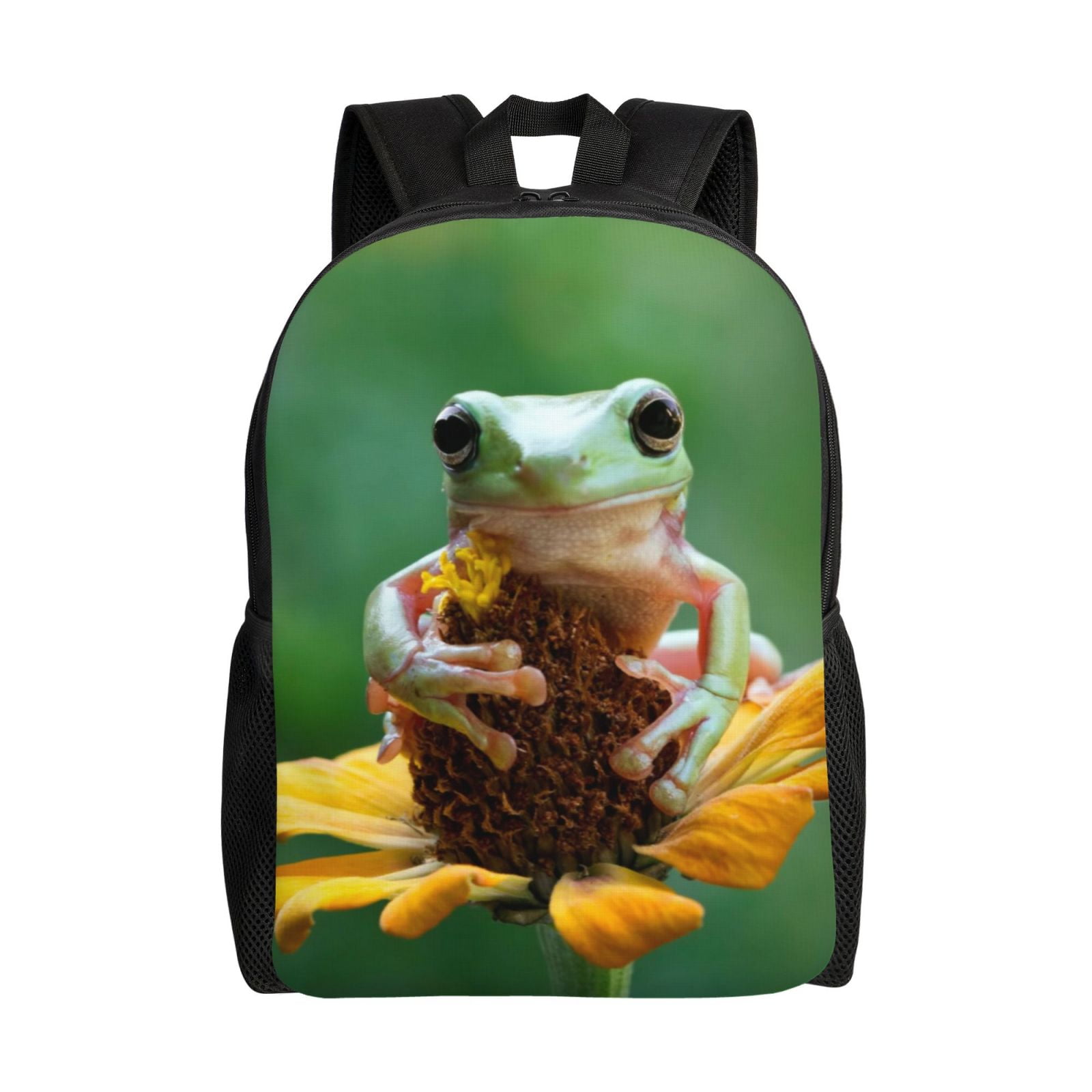 Cauagu Tree Frog Sitting On Sunflowes Print Backpacks,Travel Daypack ...