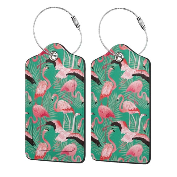 Cauagu Tropical Flamingo Print Luggage Tags,Leather Luggage Tags for ...