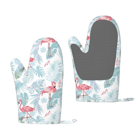 Cauagu Tropical Flamingo Print Oven Mitts 2 Piece Set,BBQ Gloves ...