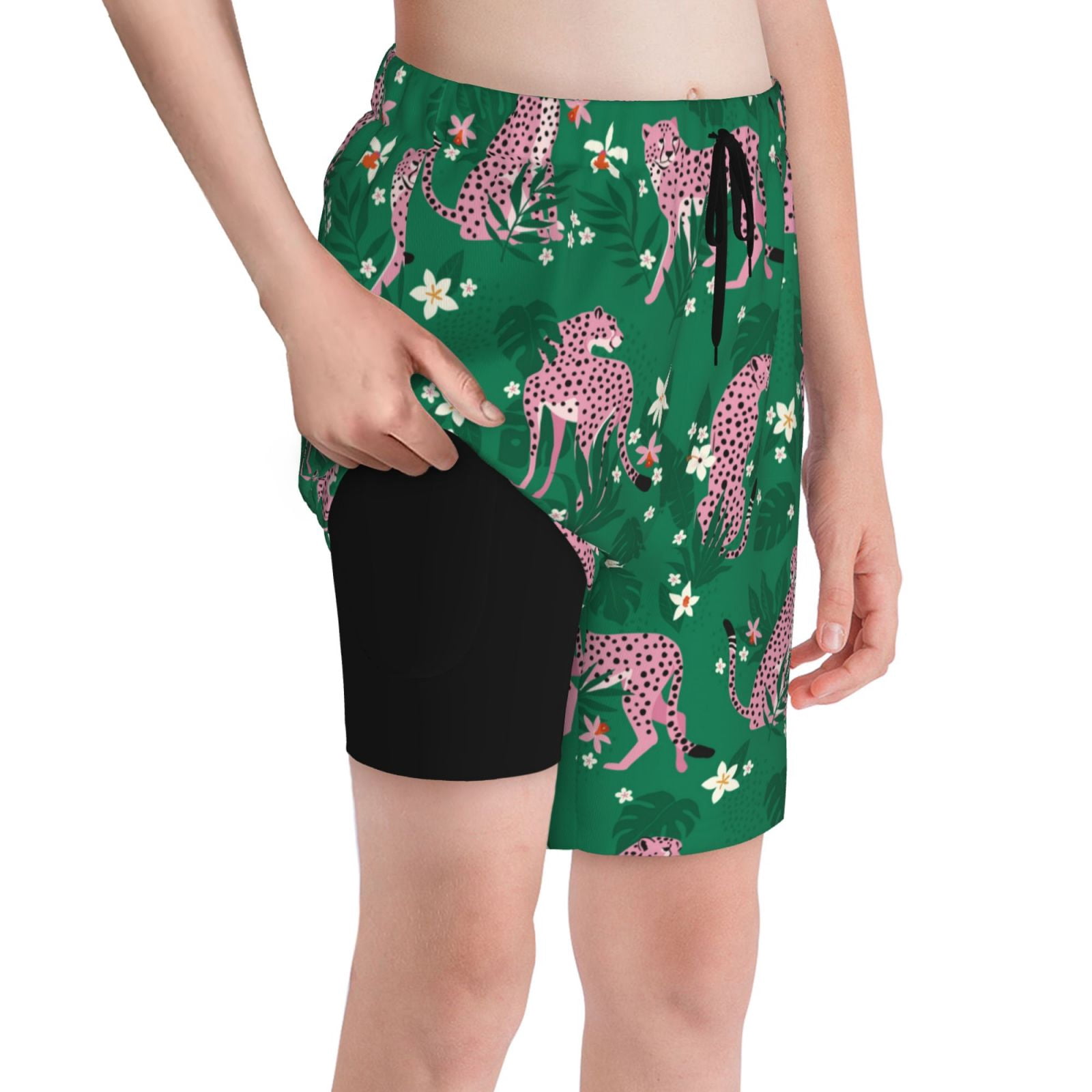 Cauagu Tropical Leopard Print Swim Trunks for Men,Youth Boys Swim ...