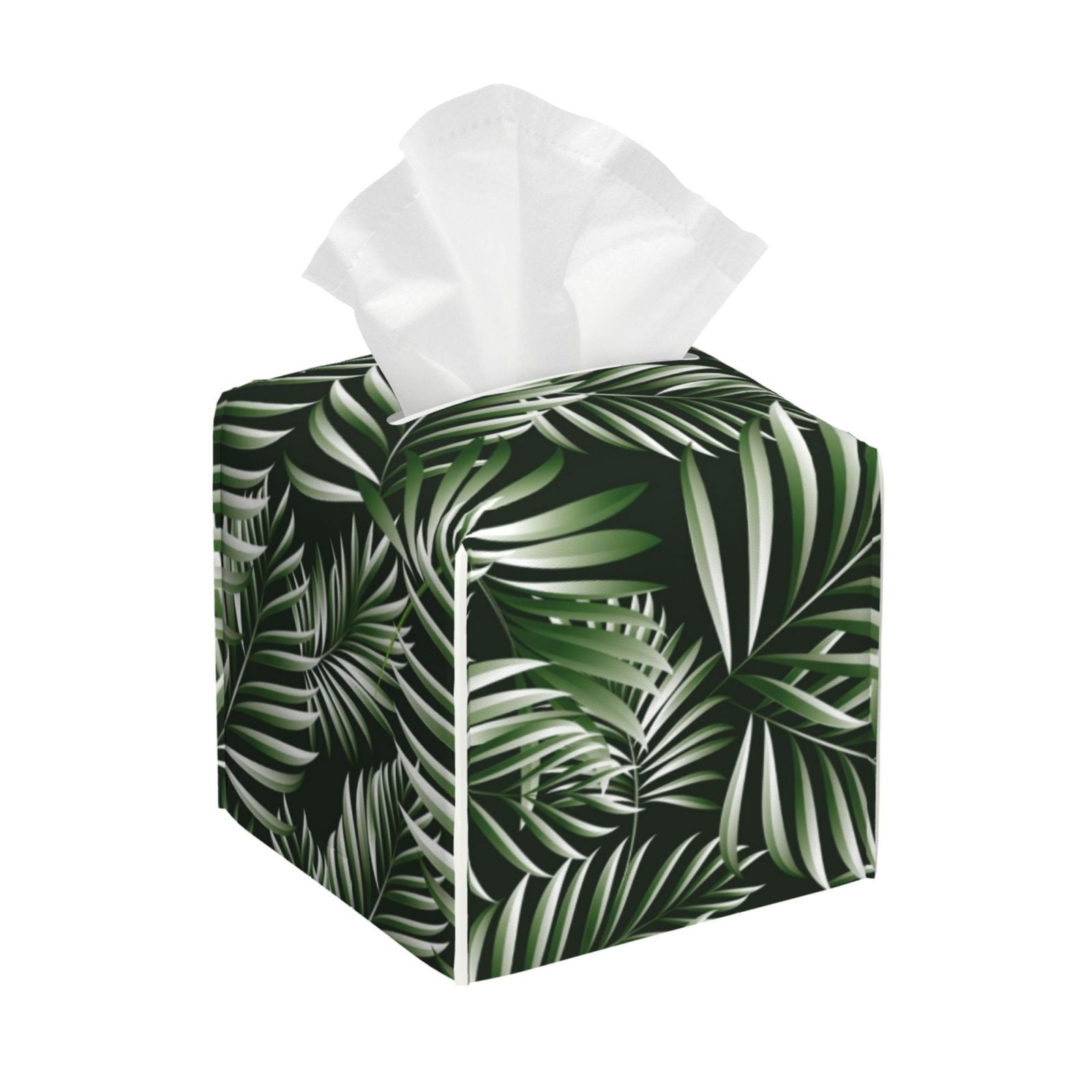 Cauagu Tropical Palm Leaves1 Print Tissue Box Cover,Leather Square ...