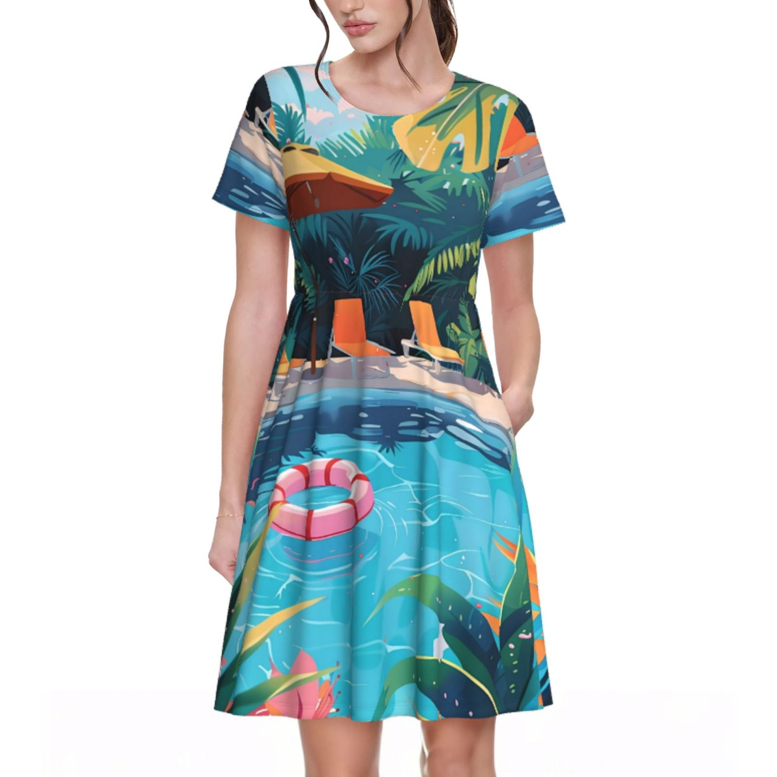 Cauagu Tropical Poolside Relaxation Print Summer Dresses for Women 2025 ...