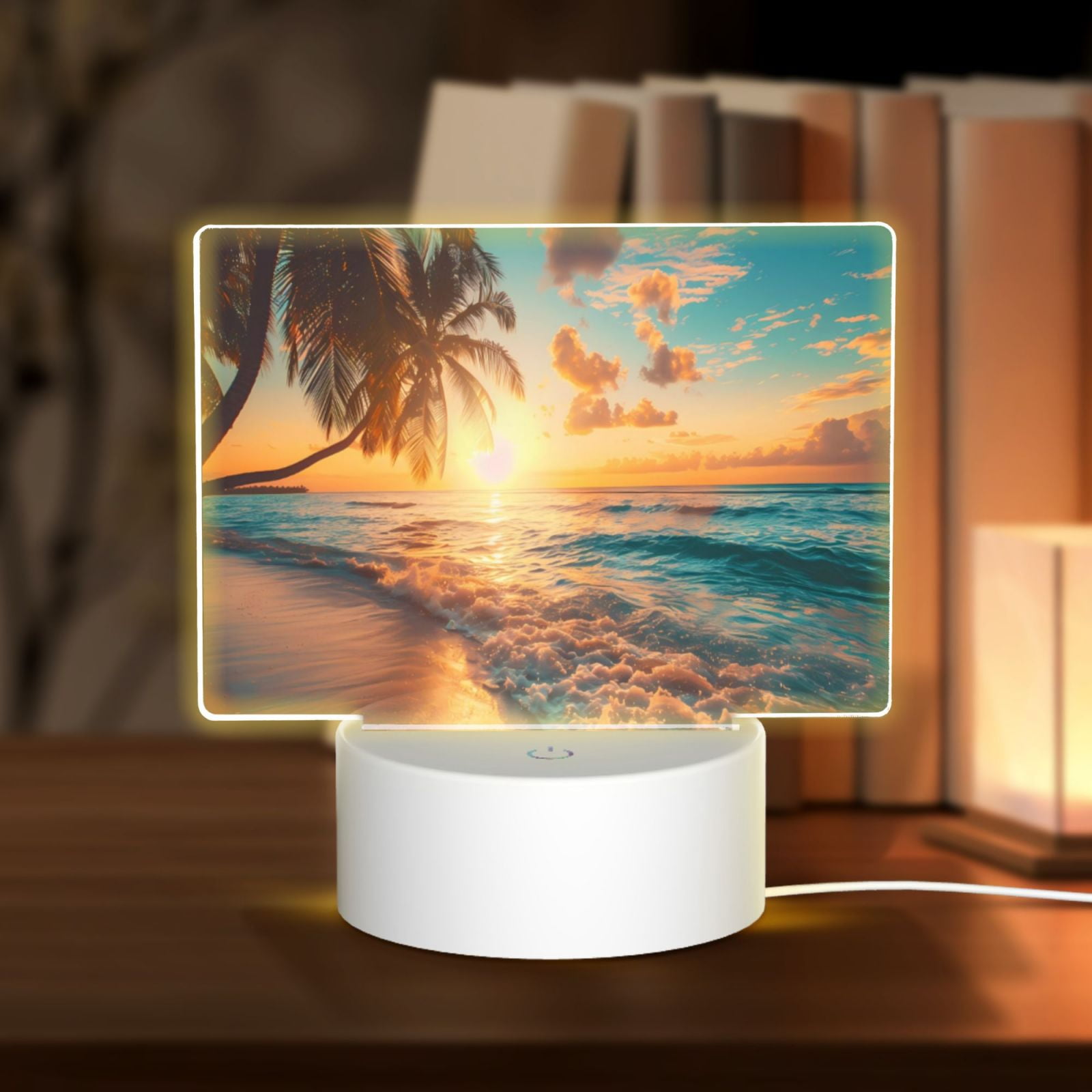 Cauagu Tropical Sunset Beach Scene for Rectangle Acrylic Night Light ...