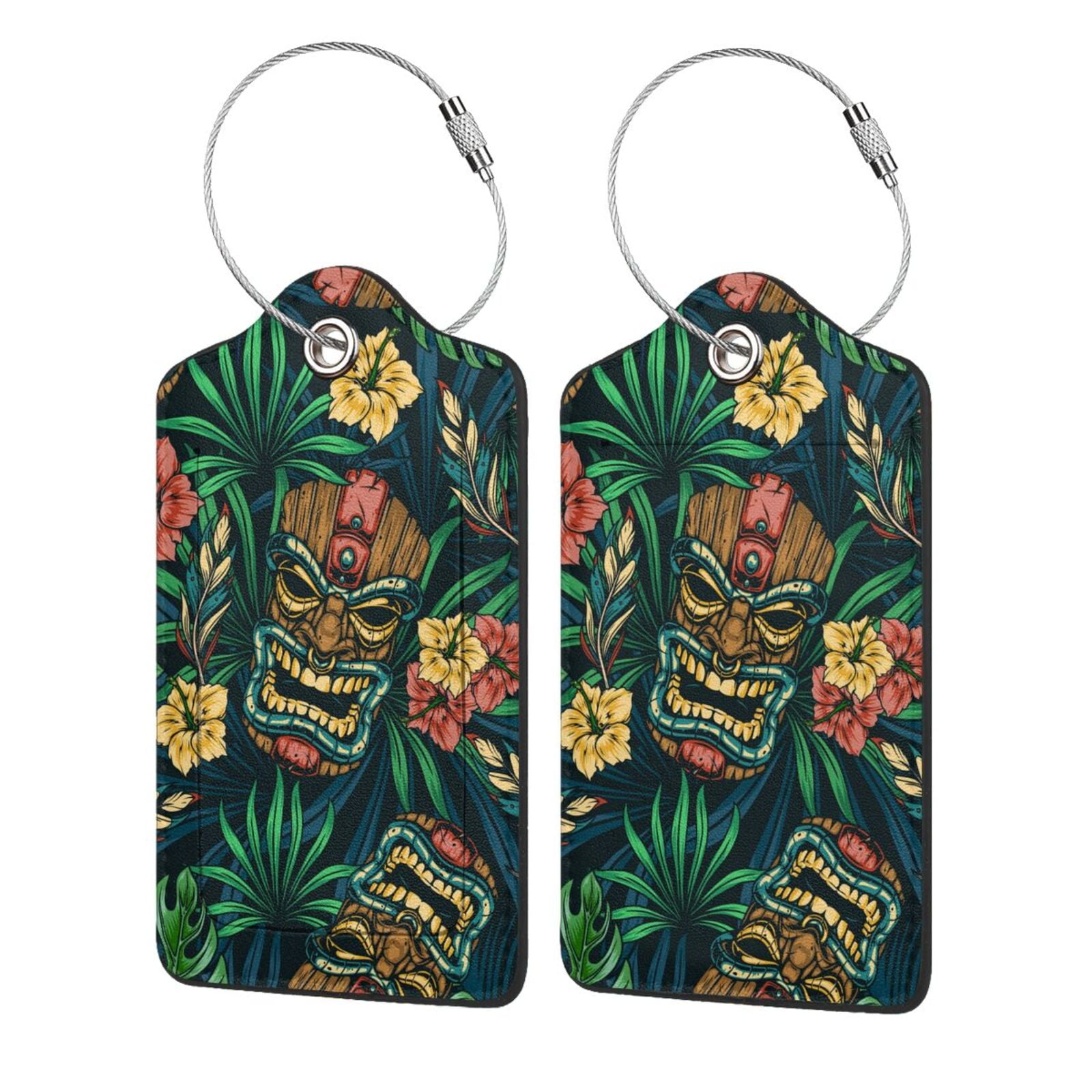 Cauagu Tropical Tribe Mask Pattern Luggage Tags,Leather Luggage Tags ...