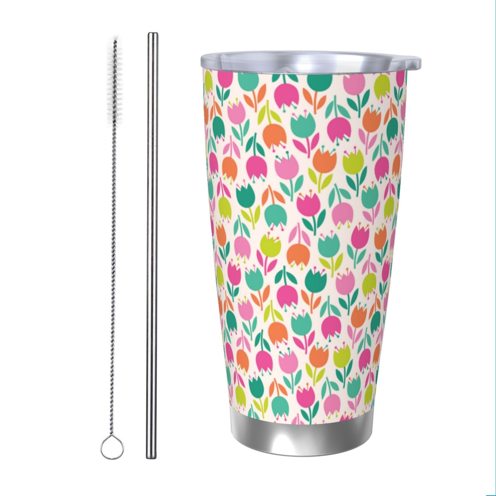 Cauagu Tulips Flowers Pattern 20oz Tumbler,Stainless Steel Vacuum ...