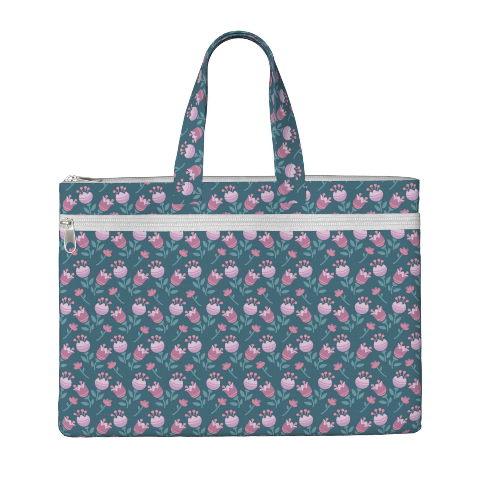 Cauagu Tulips Flowers Pattern Canvas Tote File Bag, Zipper Tote Bag ...